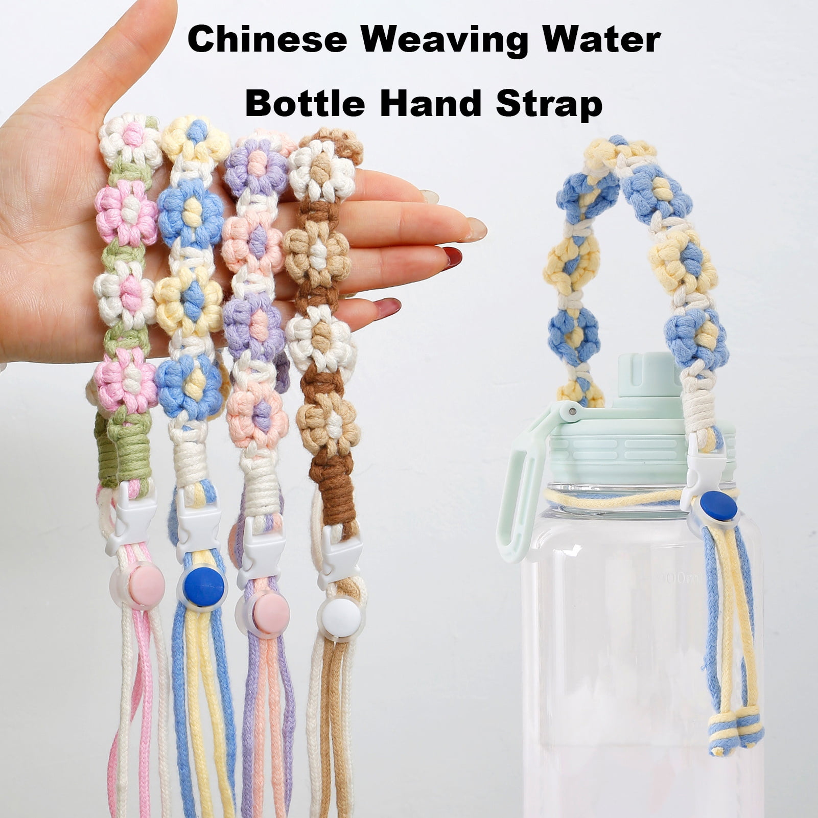 Ziurtnc Water Bottle Hand Strap Manual Braided Flower Shape Adjustable ...