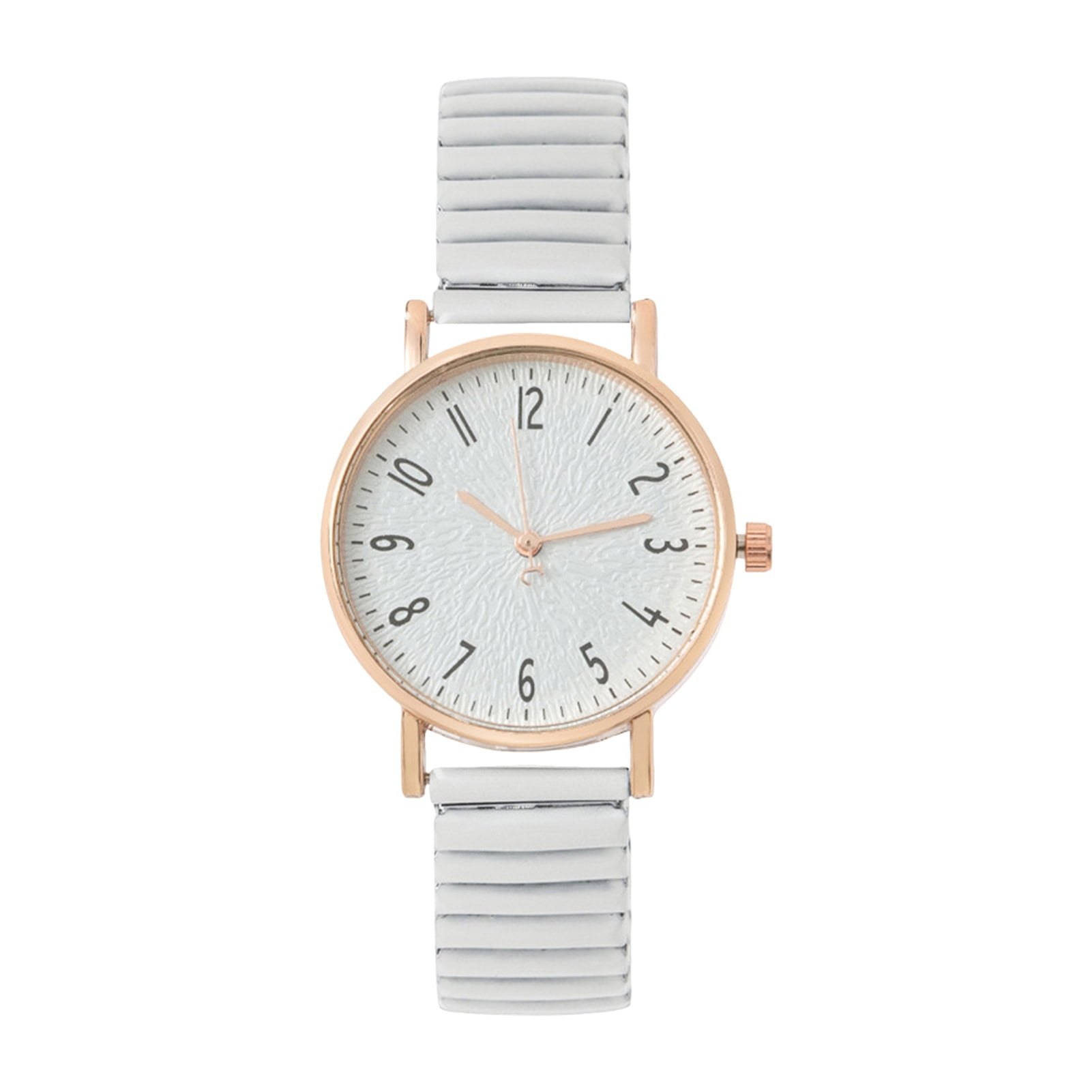 Ziurtnc Women Quartz Watch Round Dial Elastic Band Simple Style Alloy ...