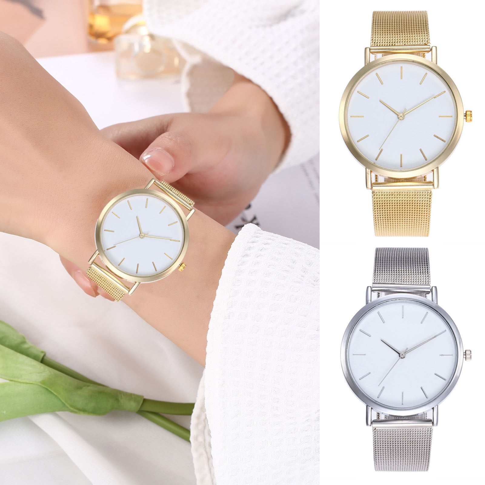 Ziurtnc Women Watch Quartz Watch Round Dial Accurate Timing Stainless ...