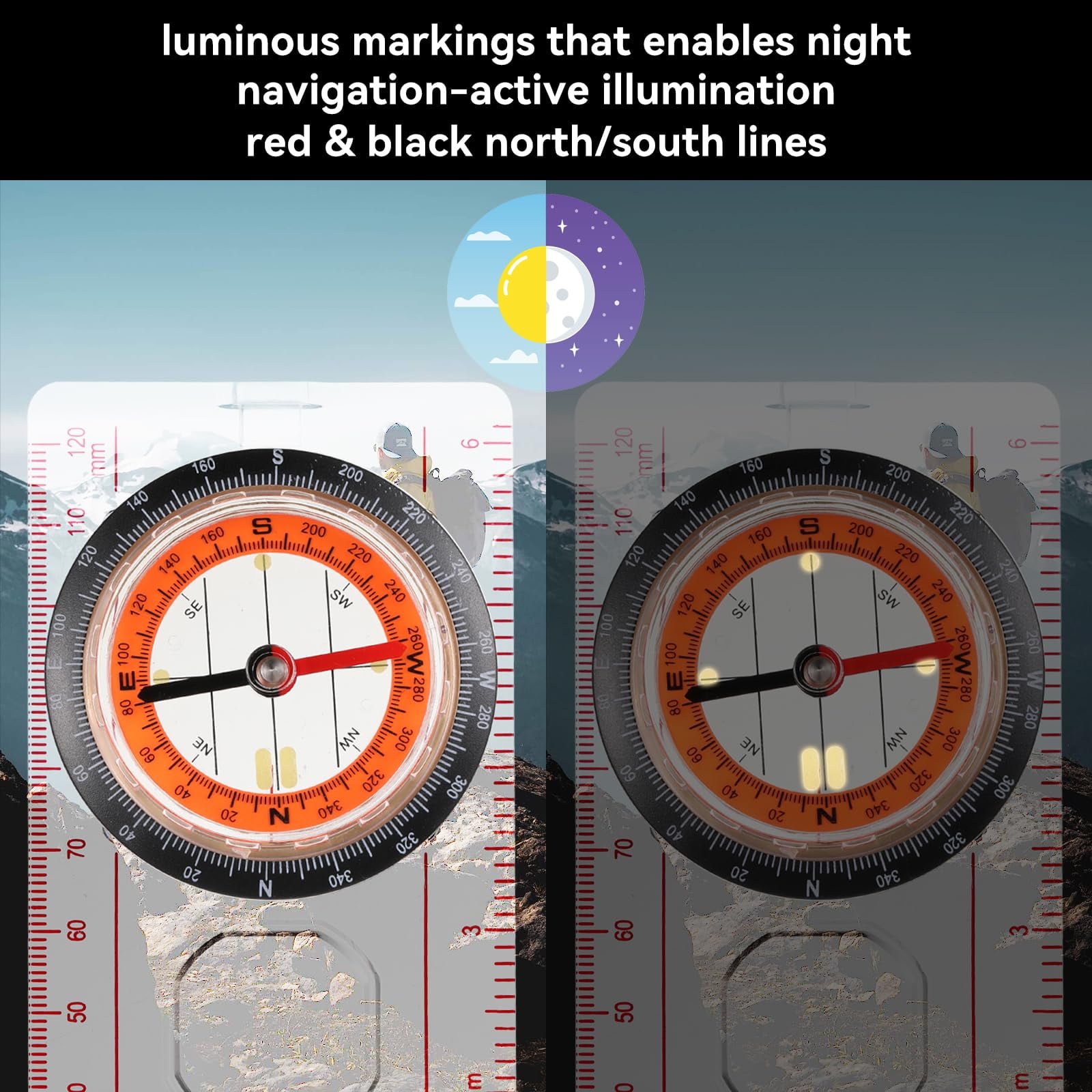 Ziuscore 2pack/lot Camping And Hiking Waterproof Magnifying Compasses ...