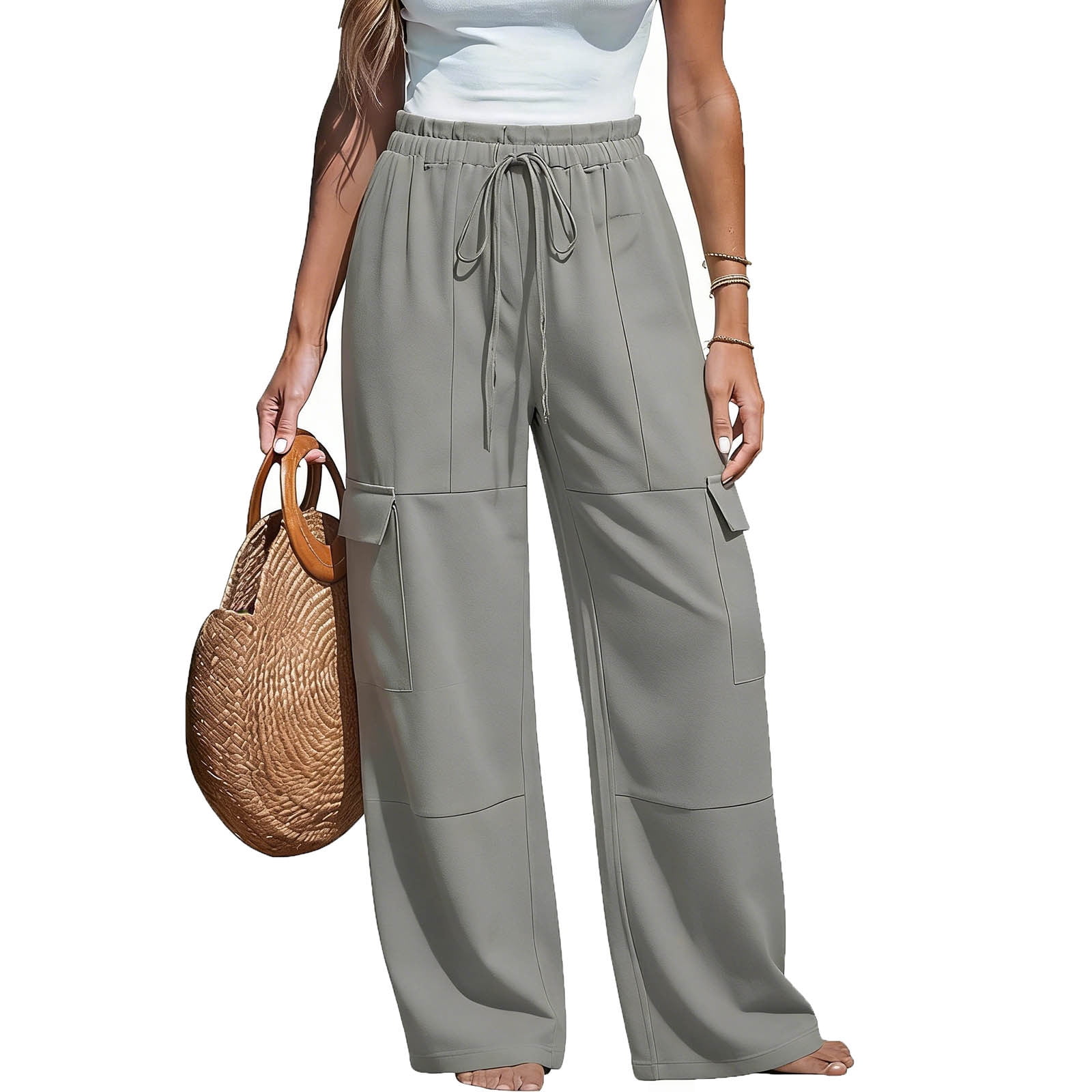 Zivyakyron Summer Wide Leg Pants Women Full Length Casual Cotton Linen ...