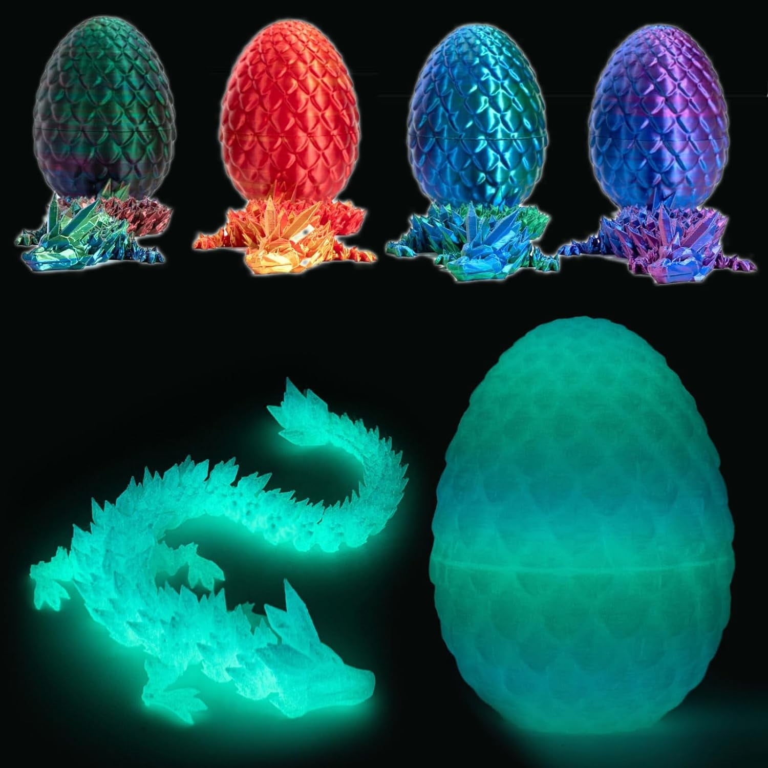 Ziwoki Dragon with Wings - 3D Printed Crystal Rainbow Dragon with Full ...