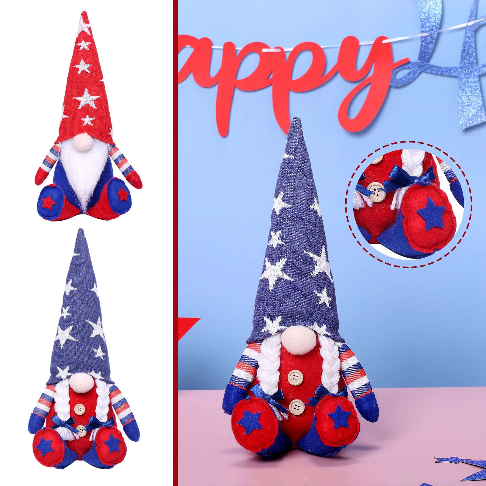 Ziwoki Fourth of July Patriotic Gnomes Decorations for Home, 4th of July Gnome Plush ...