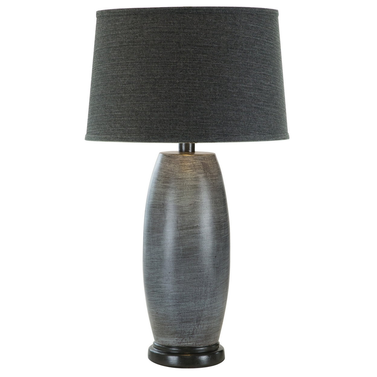 Ziya 30 Inch Table Lamp, Tall Pedestal Stand, Drum Shade, Stone Gray ...