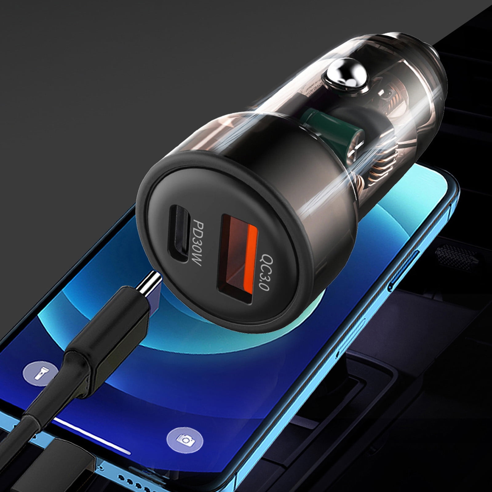 Ziynglg Car Mounted Cigarettes Lighter Adapter with Dual Fast Charging ...