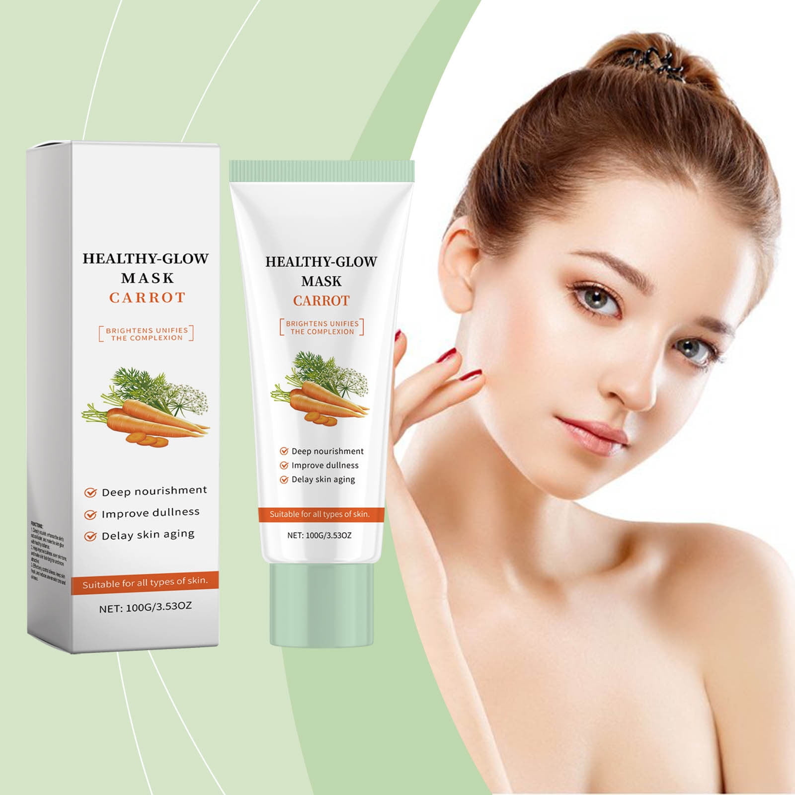 Ziynglg Carrot Health Glowed Facial Mask with Natural Ingredients for Nourishing and Brightening ...