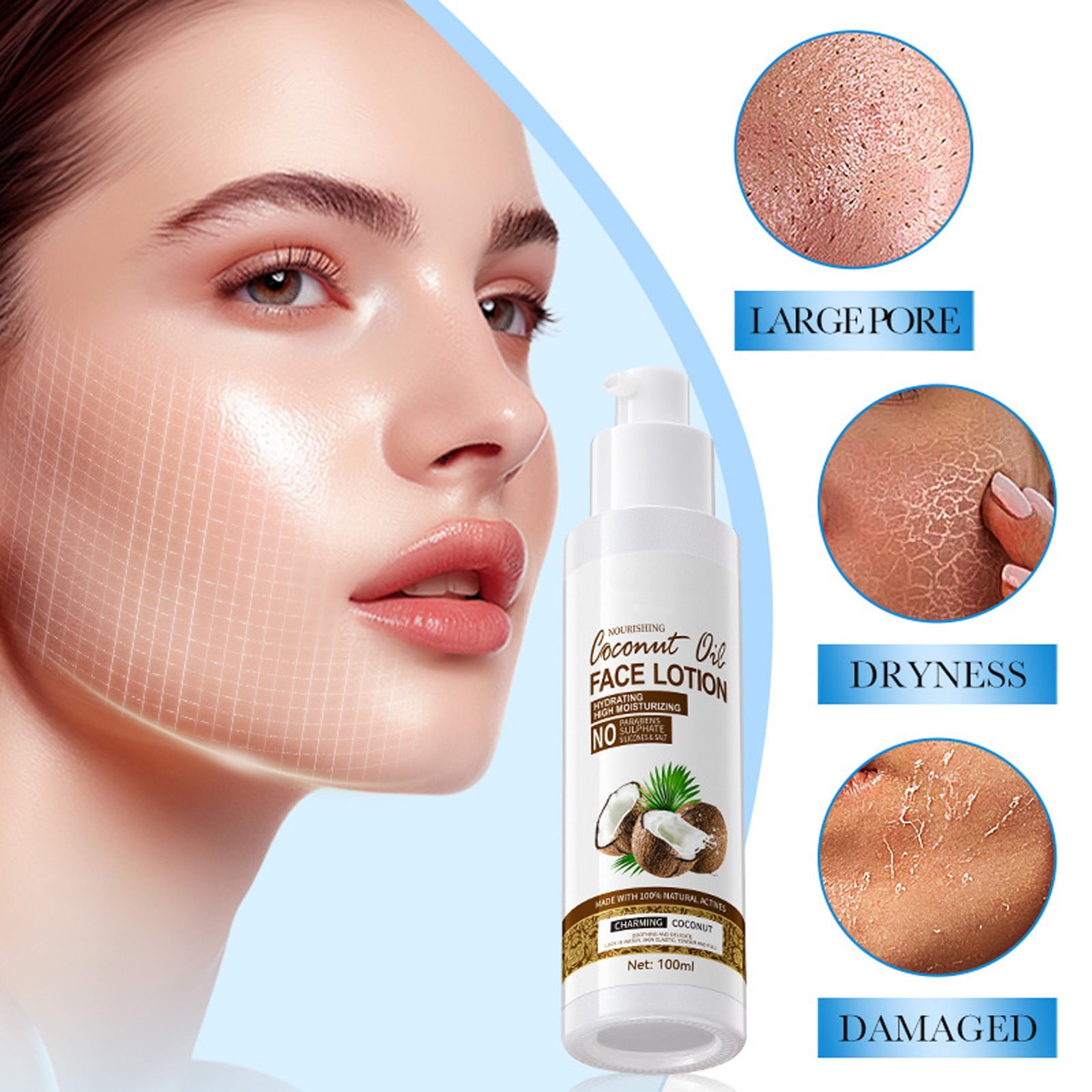 Ziynglg Coconuts Oil Moisturizing Lotion for Deep Nourishment and Dry Relief,Natural Ingredients ...