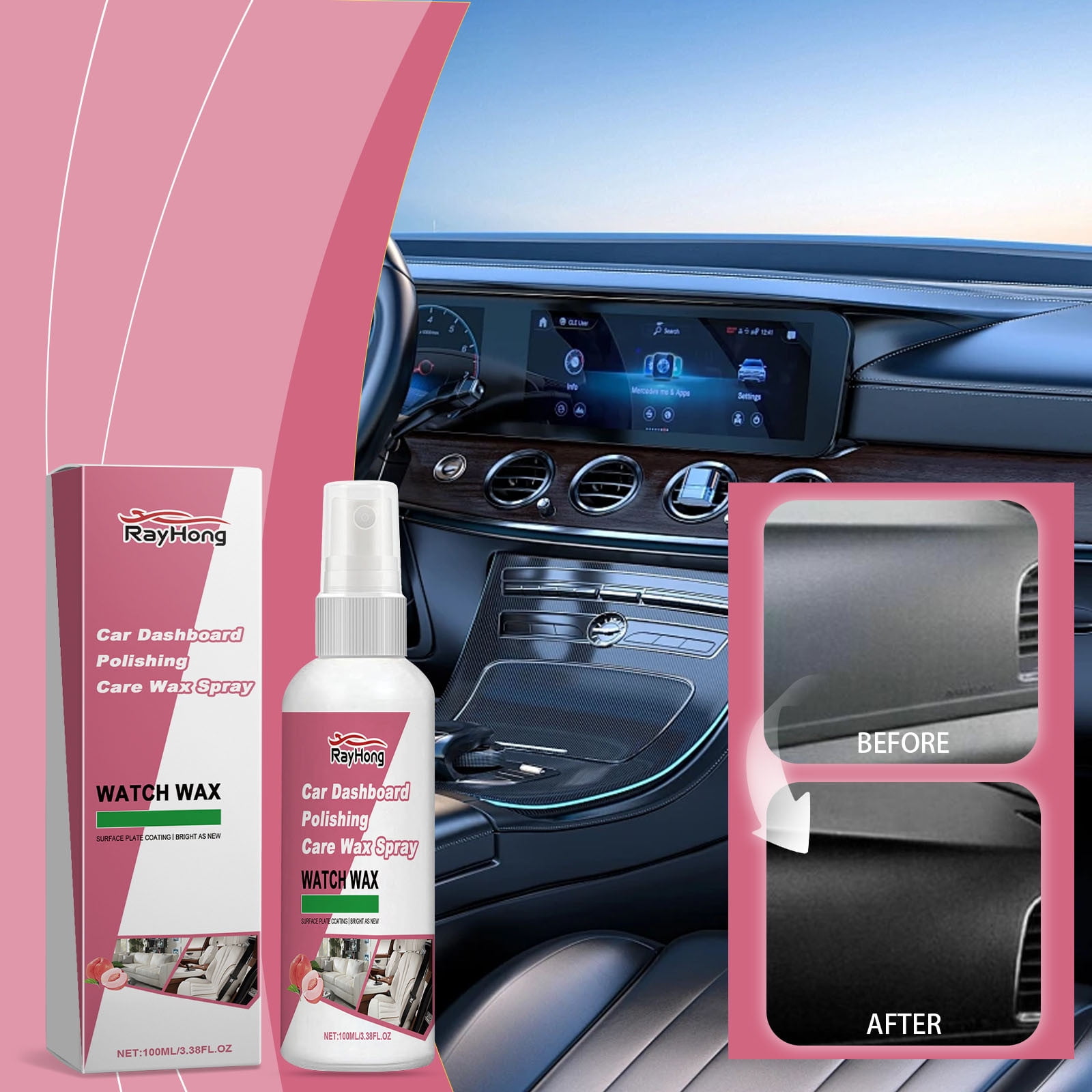 Ziynglg Dashboard Polishing Wax Spray with Sun Protection,Gloss ...