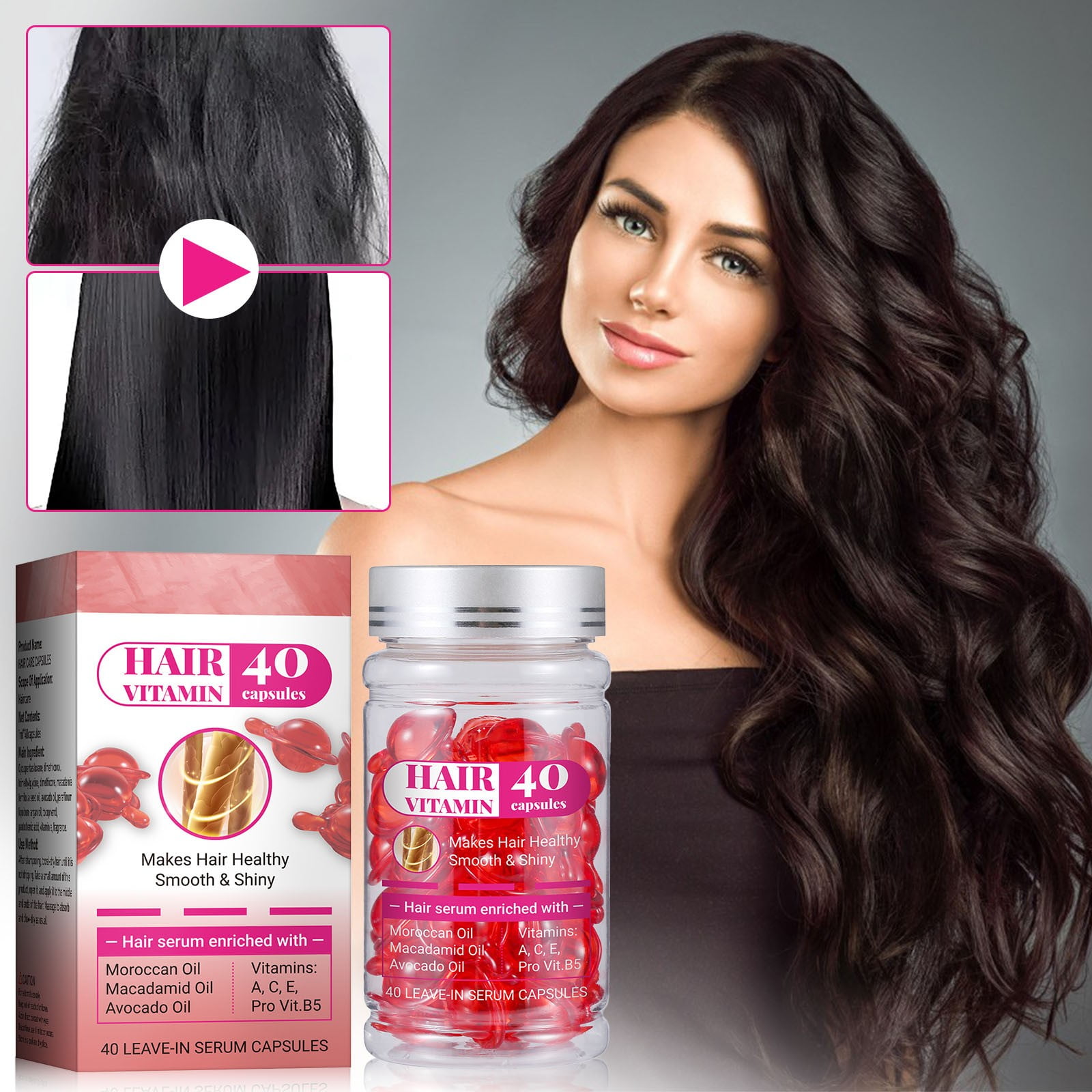 Ziynglg Frizz Control Hair Serum with Keratin,Argan,Jojoba for Dry ...