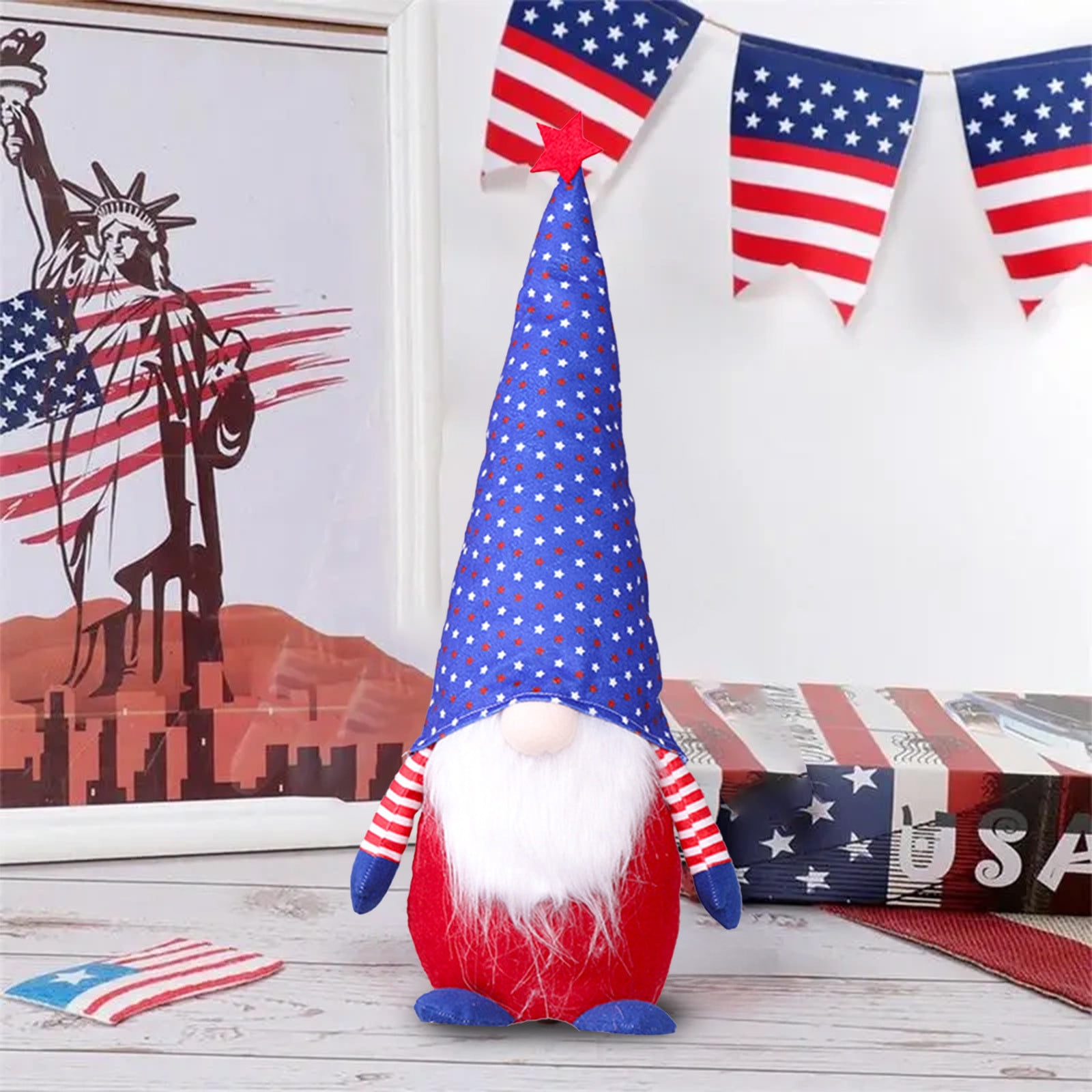 Ziynglg Handcrafted Patriotic Independence Day Elderly Gnome Doll ...