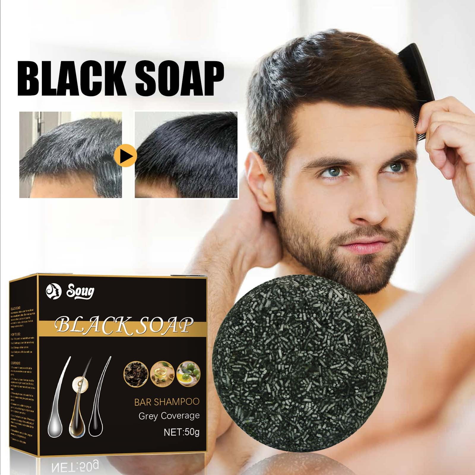 Ziynglg Handmade Gray Hair Solution Shampoo Soap Natural Oil Formula ...