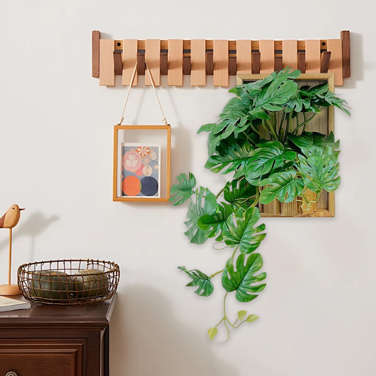 Ziynglg High Class Wooden Photo Frame Hanging Decor with Artificial ...