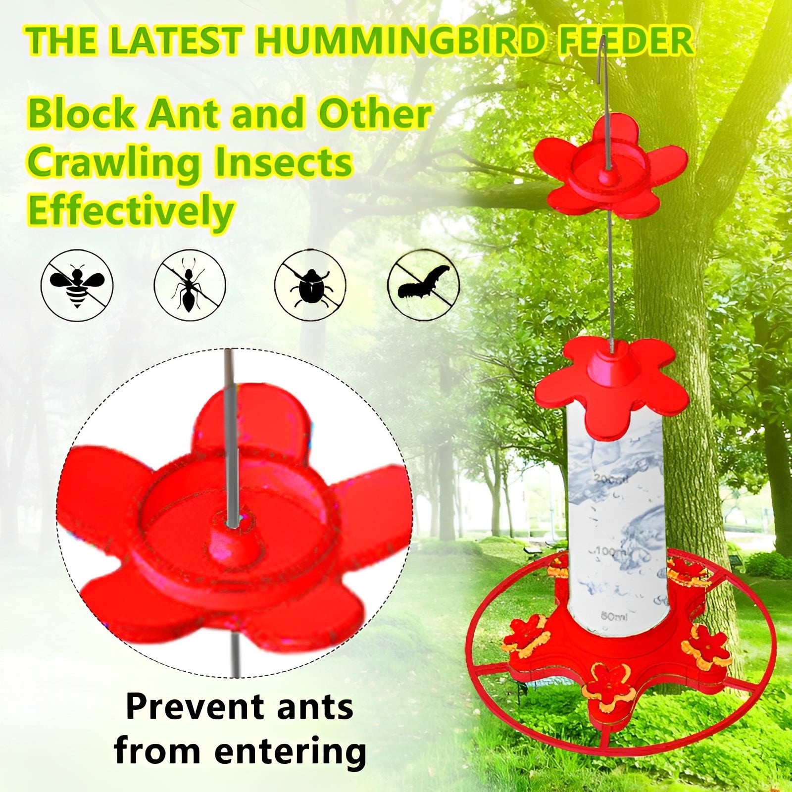 Ziynglg Hummingbird Feeder Outdoor Hanging Feeding Station with 6 Ports ...