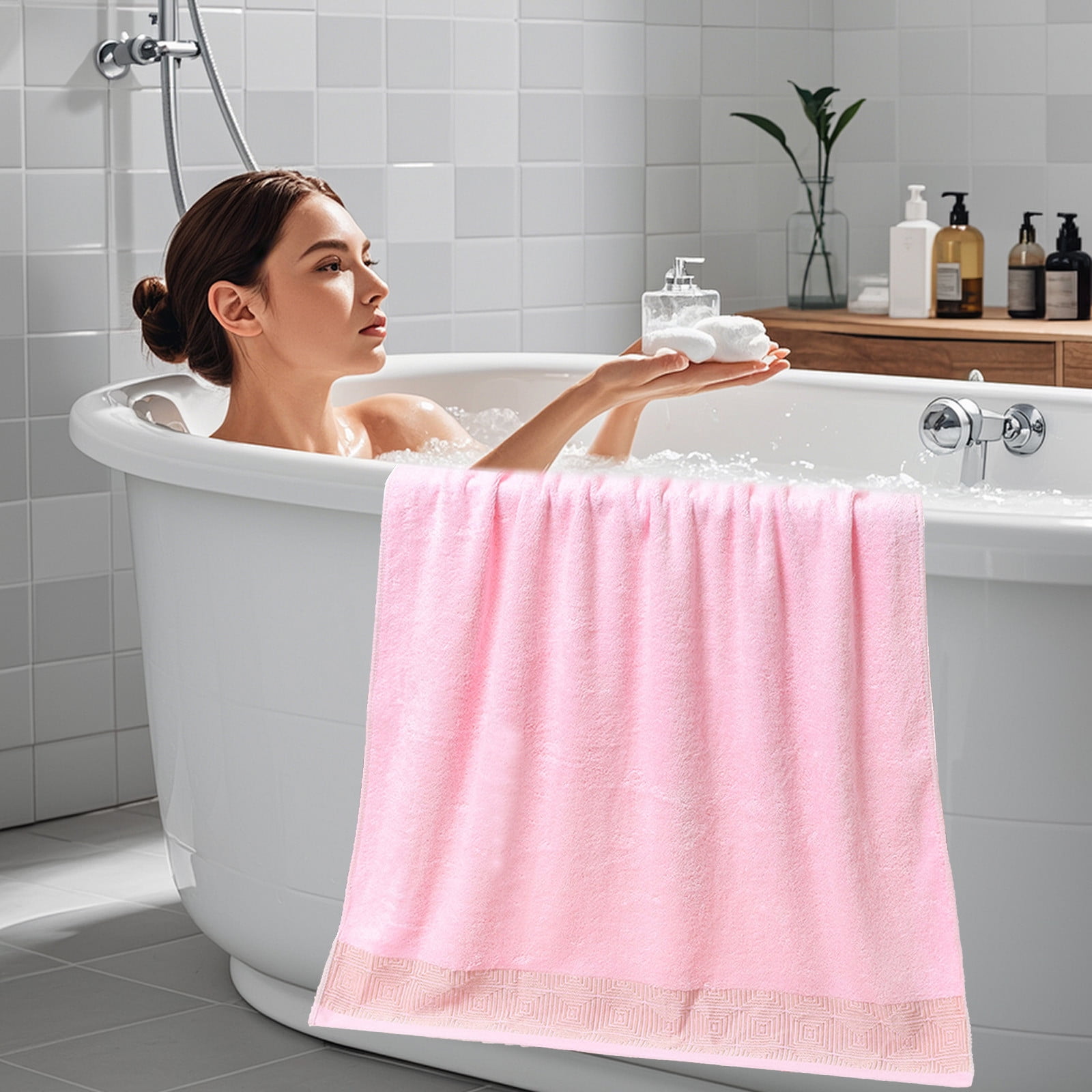 Ziynglg Luxurious Soft Bamboo Fiber Bath Towel Absorbent,Gentle ...