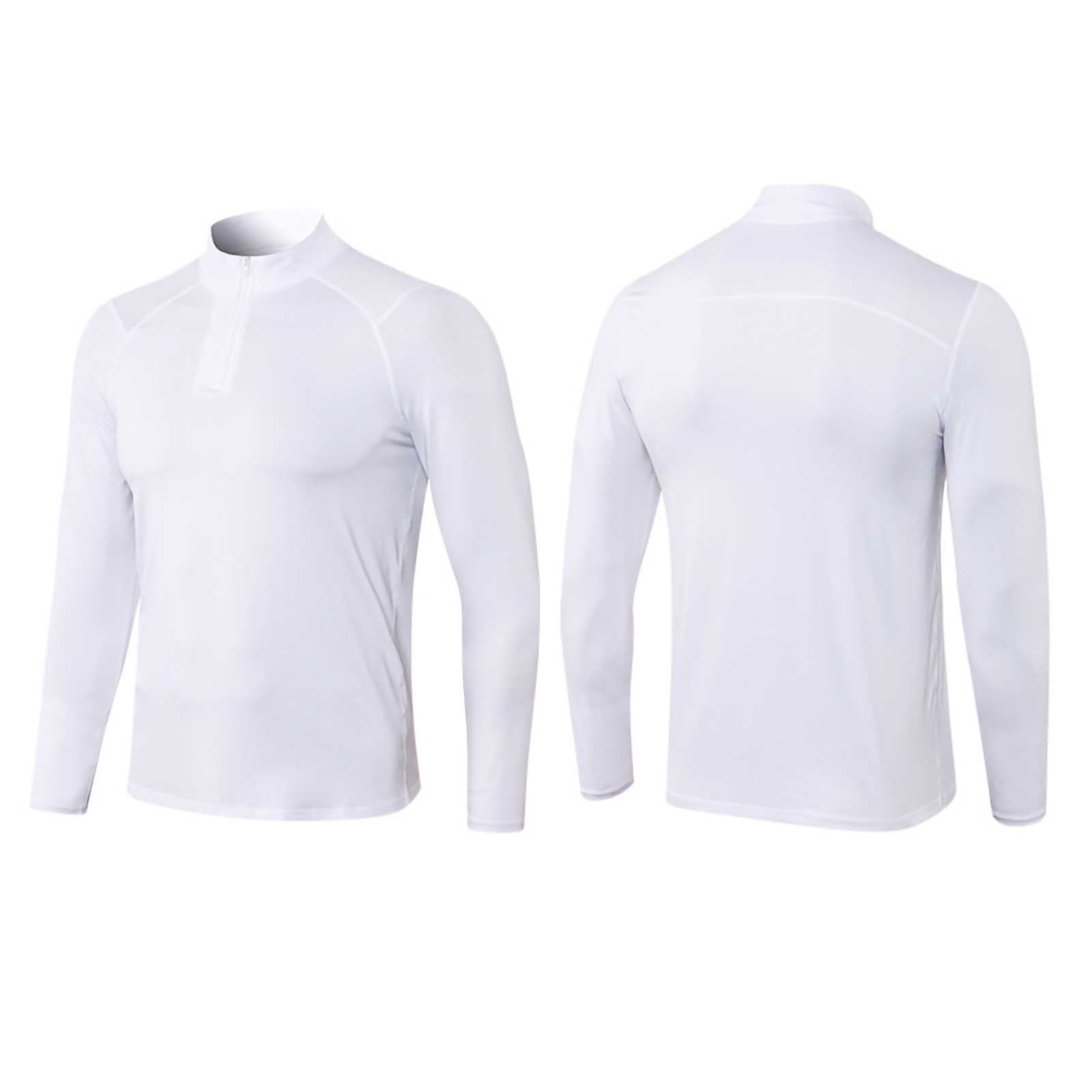 Ziynglg Men's Shirts Sports Solid Color Stretchy Half Zipper Slim ...