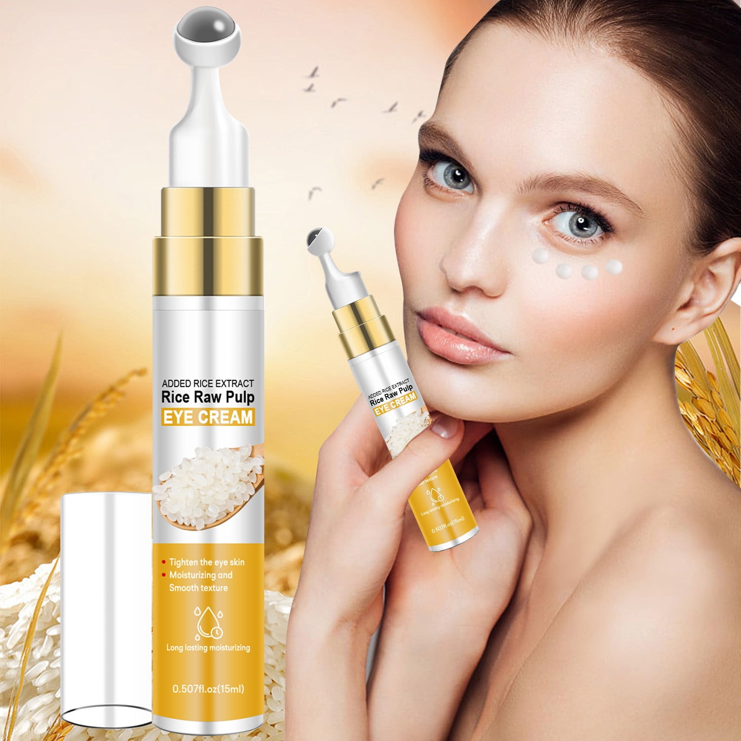 Ziynglg Natural Rice Eye Cream for Puffiness,Dark Circles Fine Lines ...