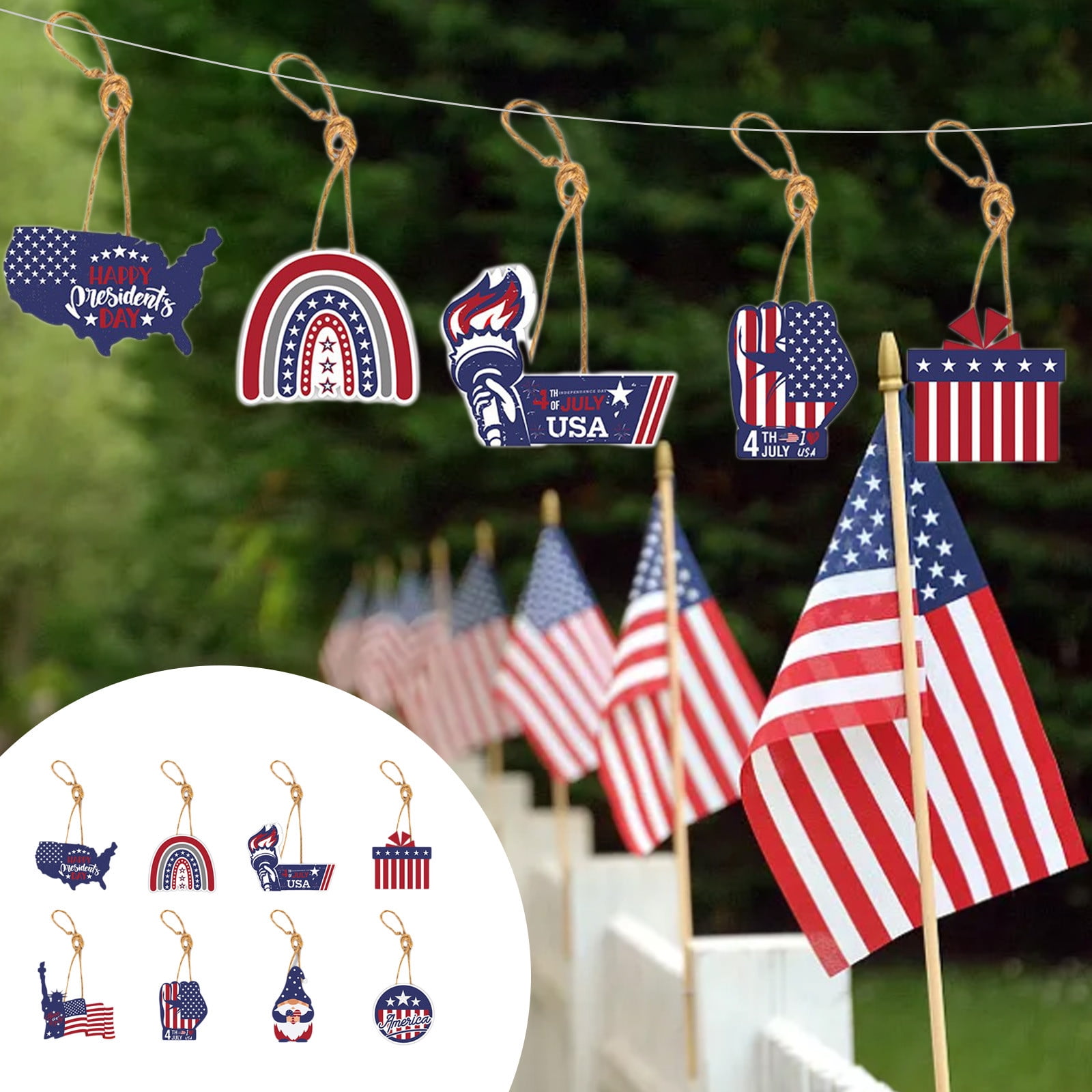 Ziynglg Patriotic Independence Day Decorations Set of 8 Paper Pendants ...