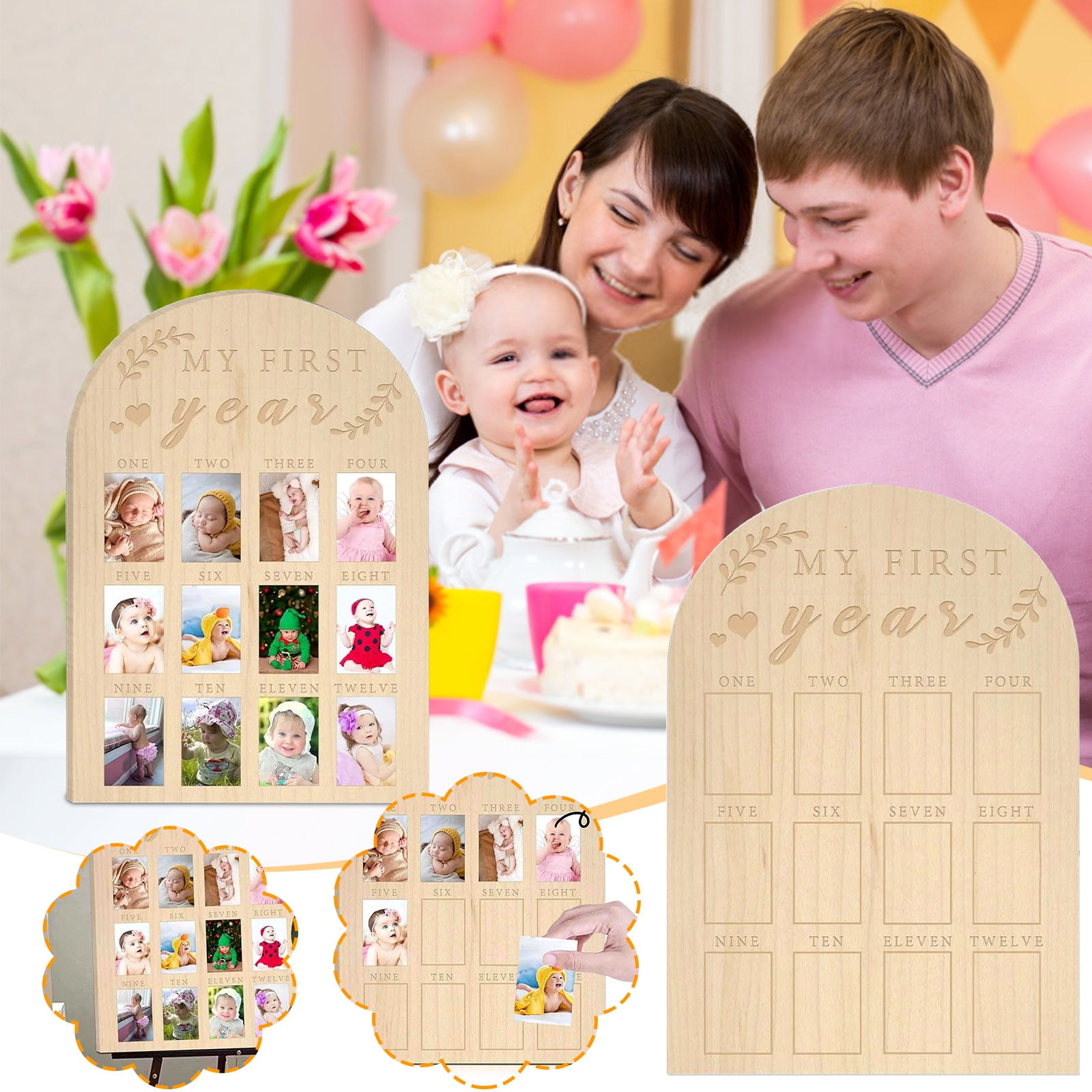 Ziynglg Personalized Keepsake Wooden Frame for Baby Milestones Monthly ...