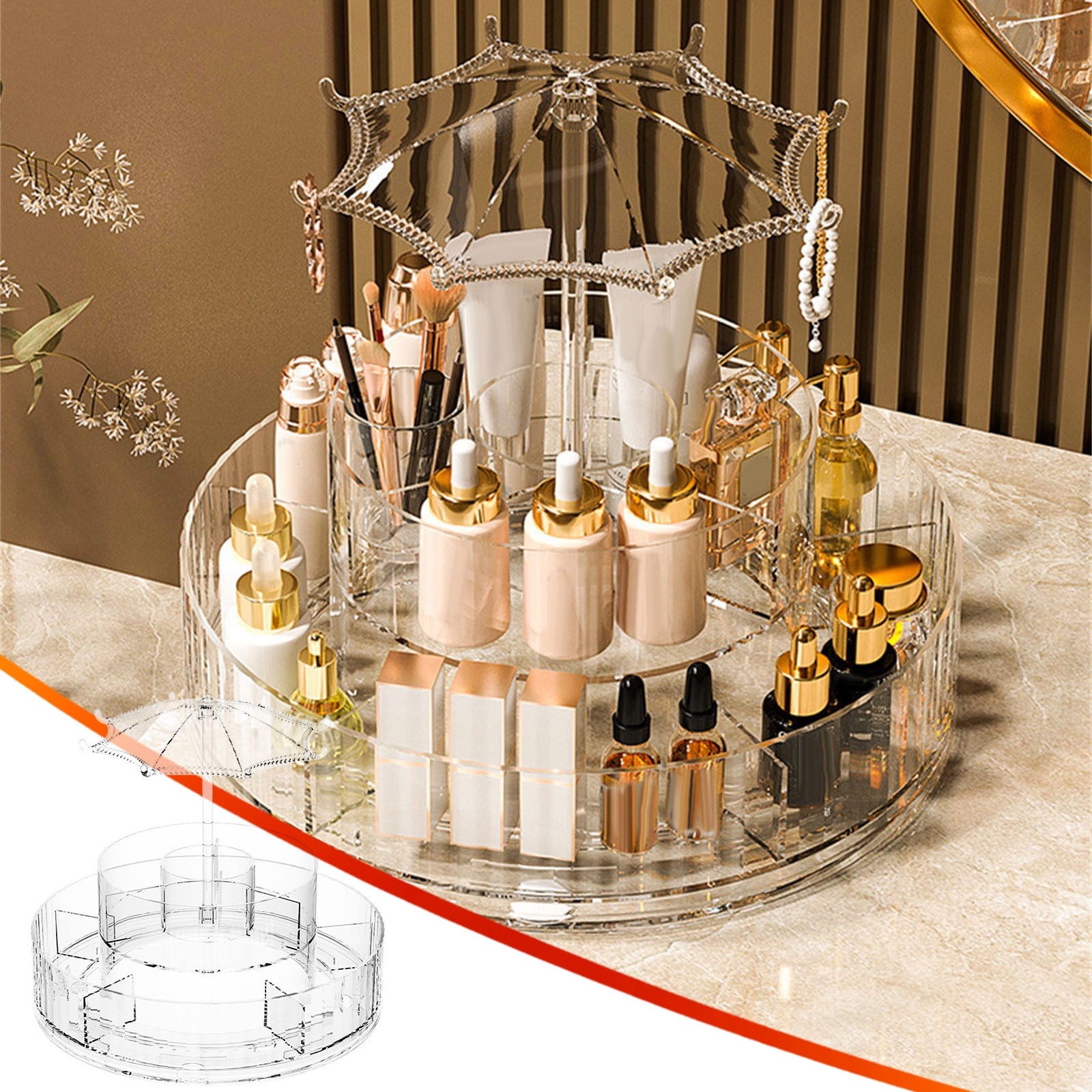Ziynglg Rotating Desktop Cosmetic Organizer Stylish 360 Degree Swivel ...