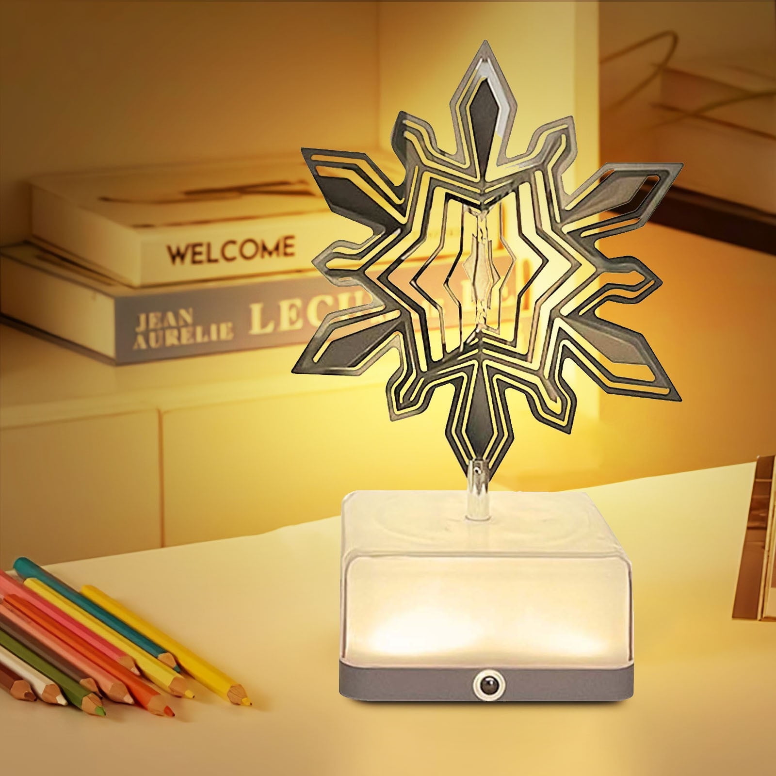 Ziynglg Rotating LED Bedside Lamp with USB Charging,Customizable ...