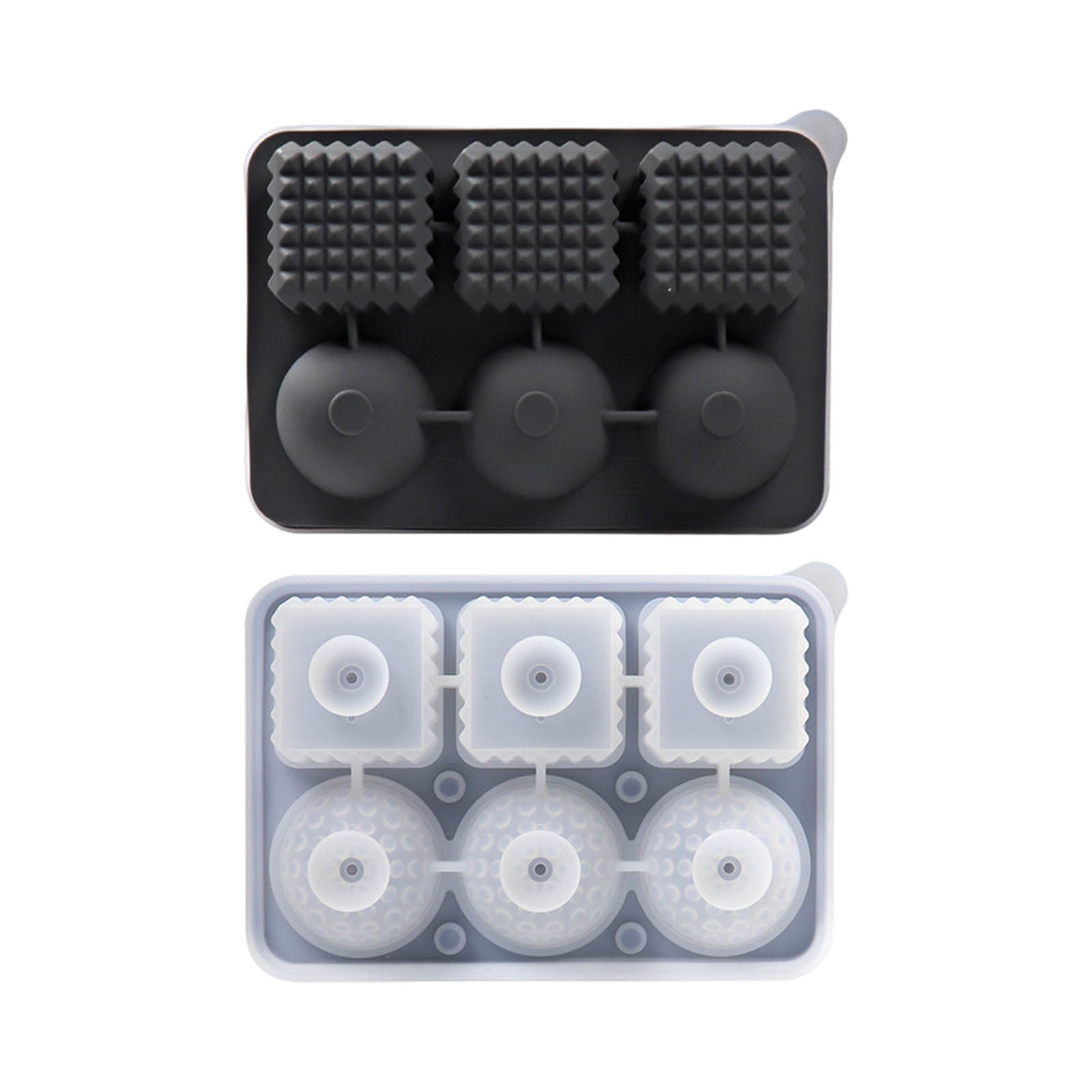 Ziynglg Silicone Ice Tray with 6 Compartments for Round and Square Ice ...