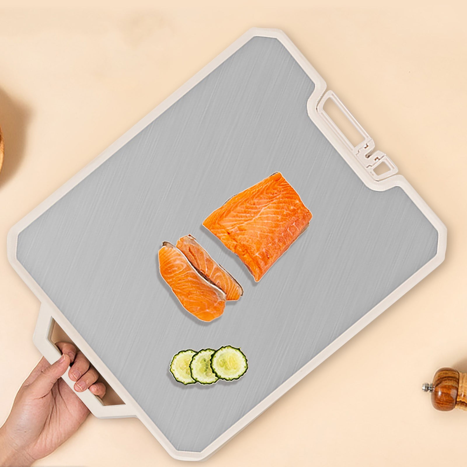 Ziynglg Stainless Steel Double Sided Cutting Board with Stand Up ...