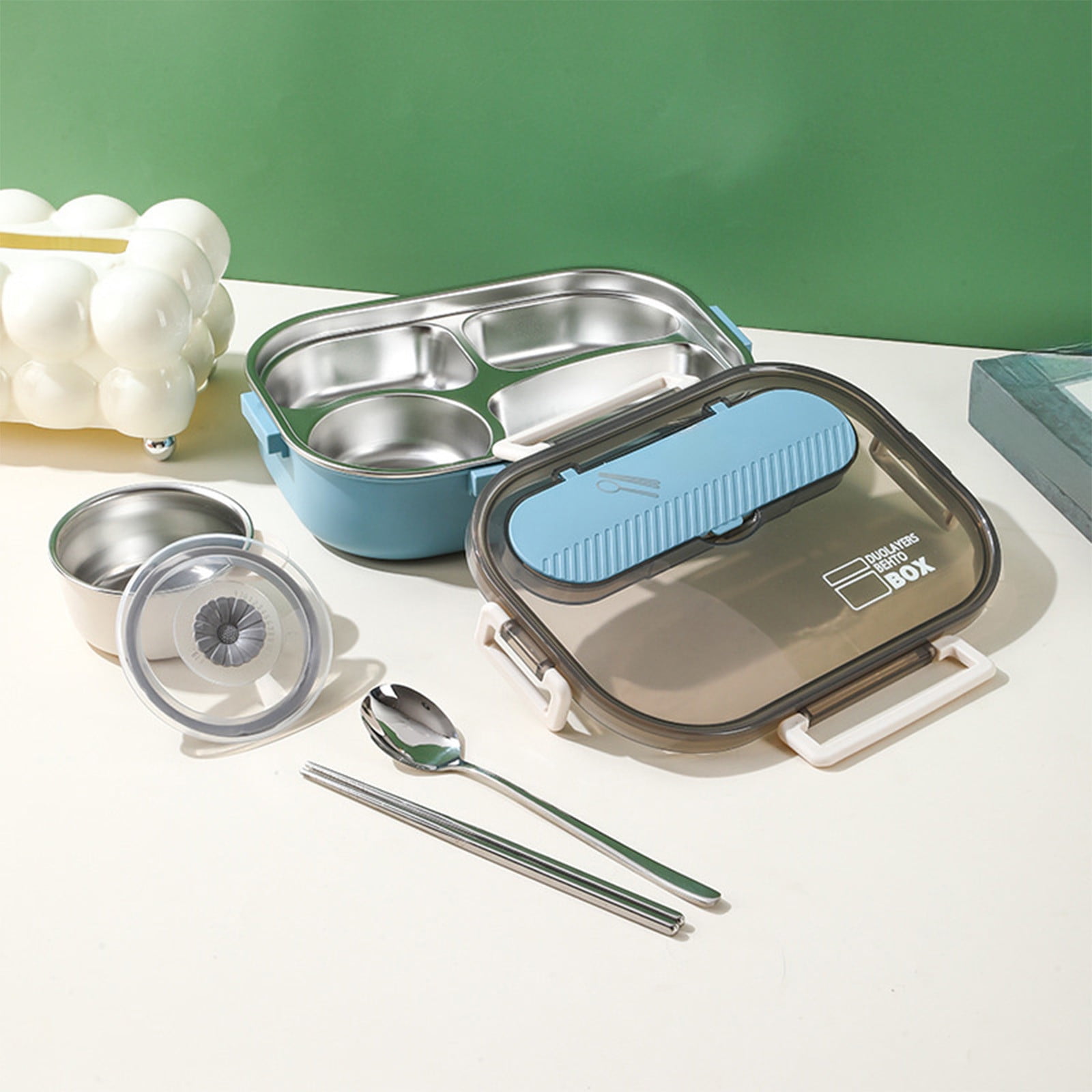 Ziynglg Stainless Steel Leakproof Lunch Box with Integrated Utensil ...