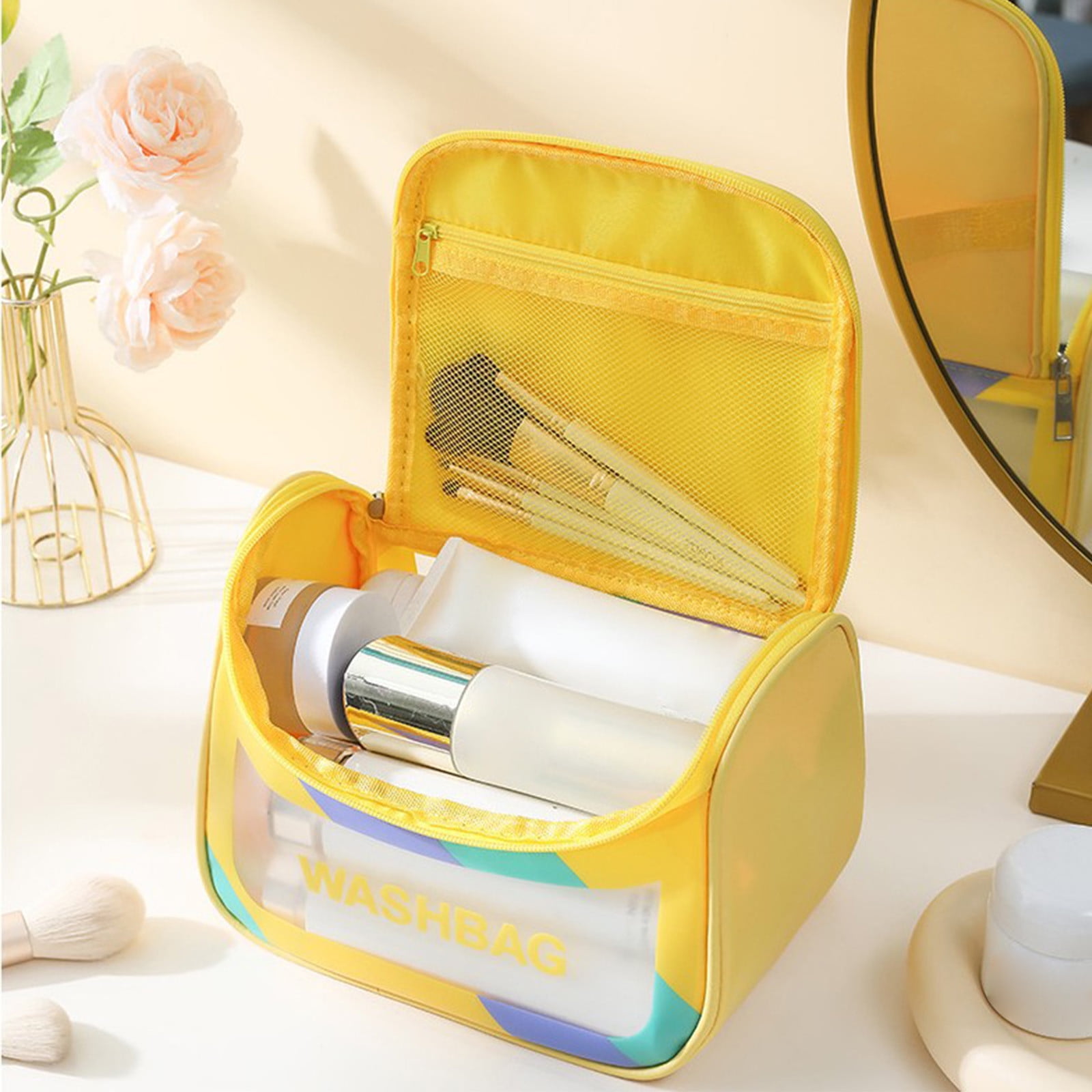 Ziynglg Translucent Travel Toiletry Bag Set with Zipper Handle ...