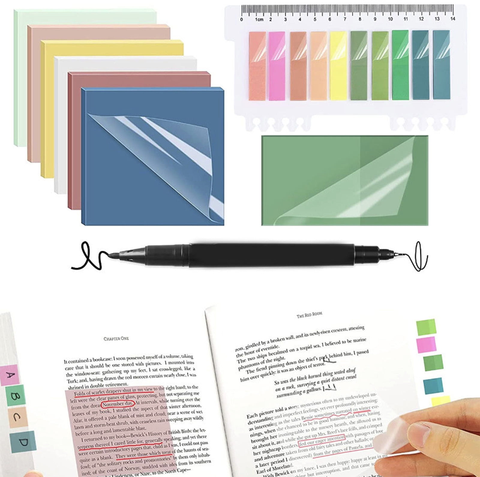 Ziynglg Transparent Notes Set with Liquid Ink Marker Reusable Long Book ...