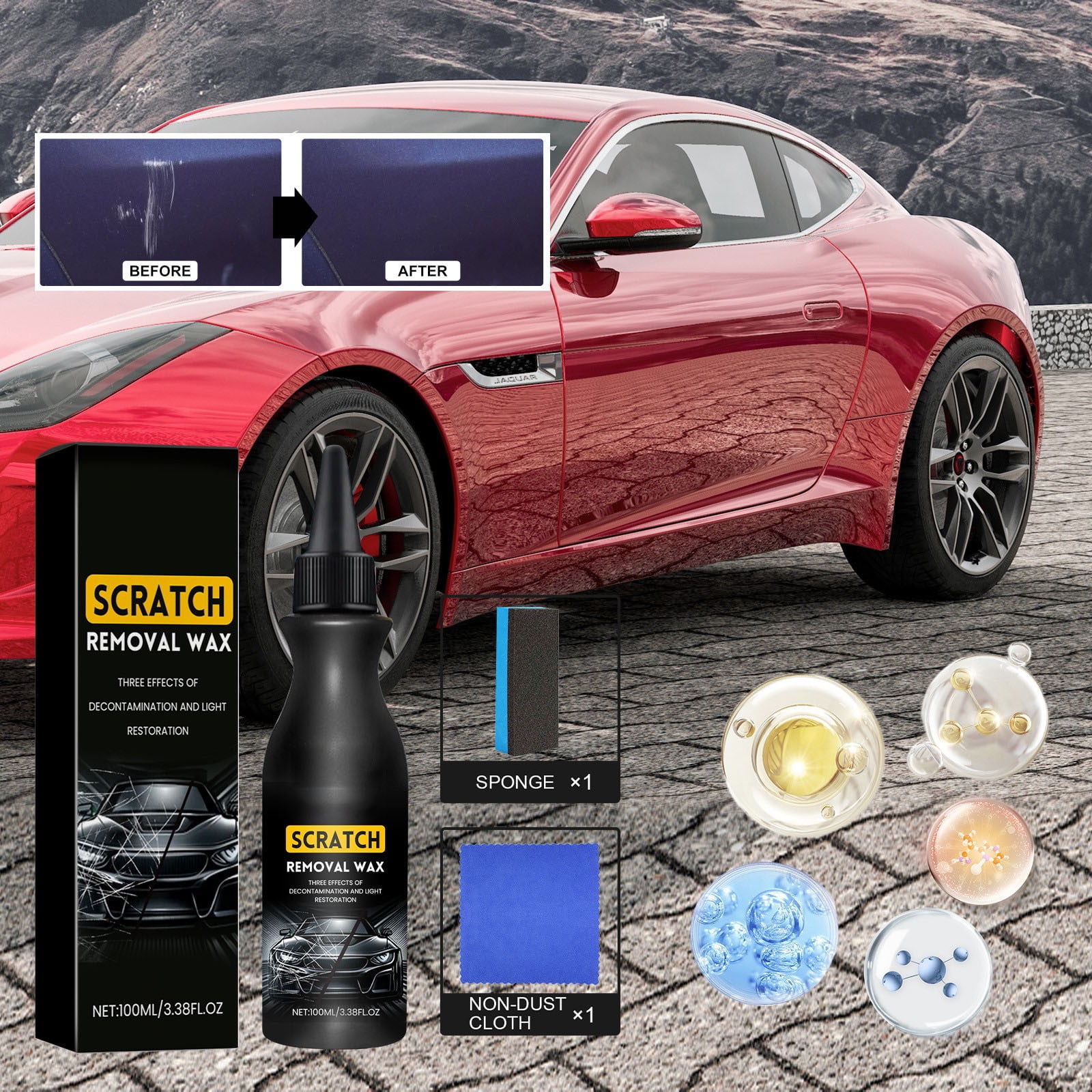 Ziynglg Ultimate Car Scratch Removal Kit with Scratch Wax,Sponge ...