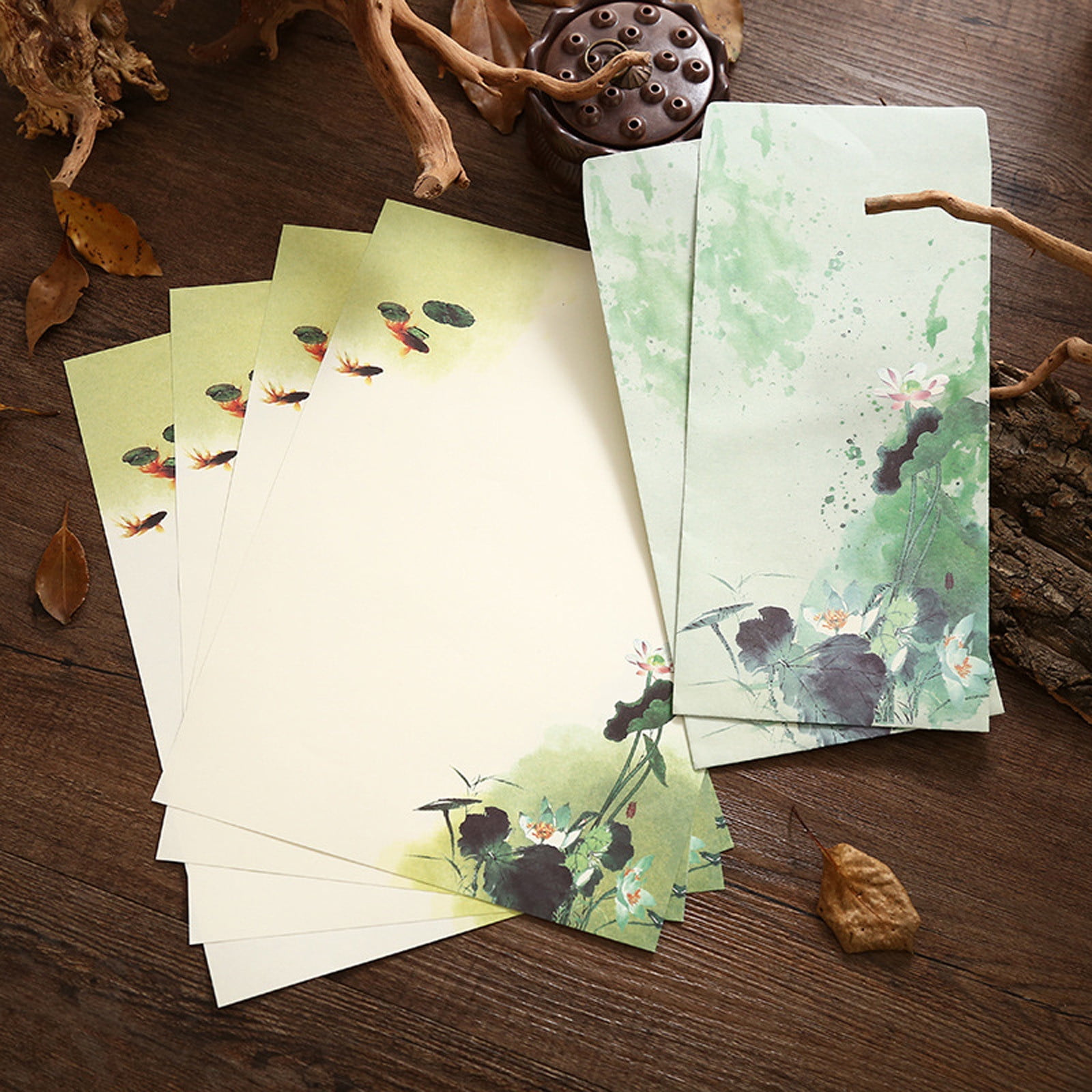 Ziynglg Vintage Style Stationery Set 2 Envelopes and 4 Letterheads with ...