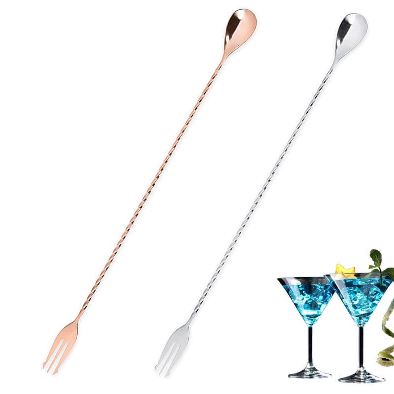 Ziyofinn 2 Pcs Trident Barspoon with Full Twisted Stem Handle for ...