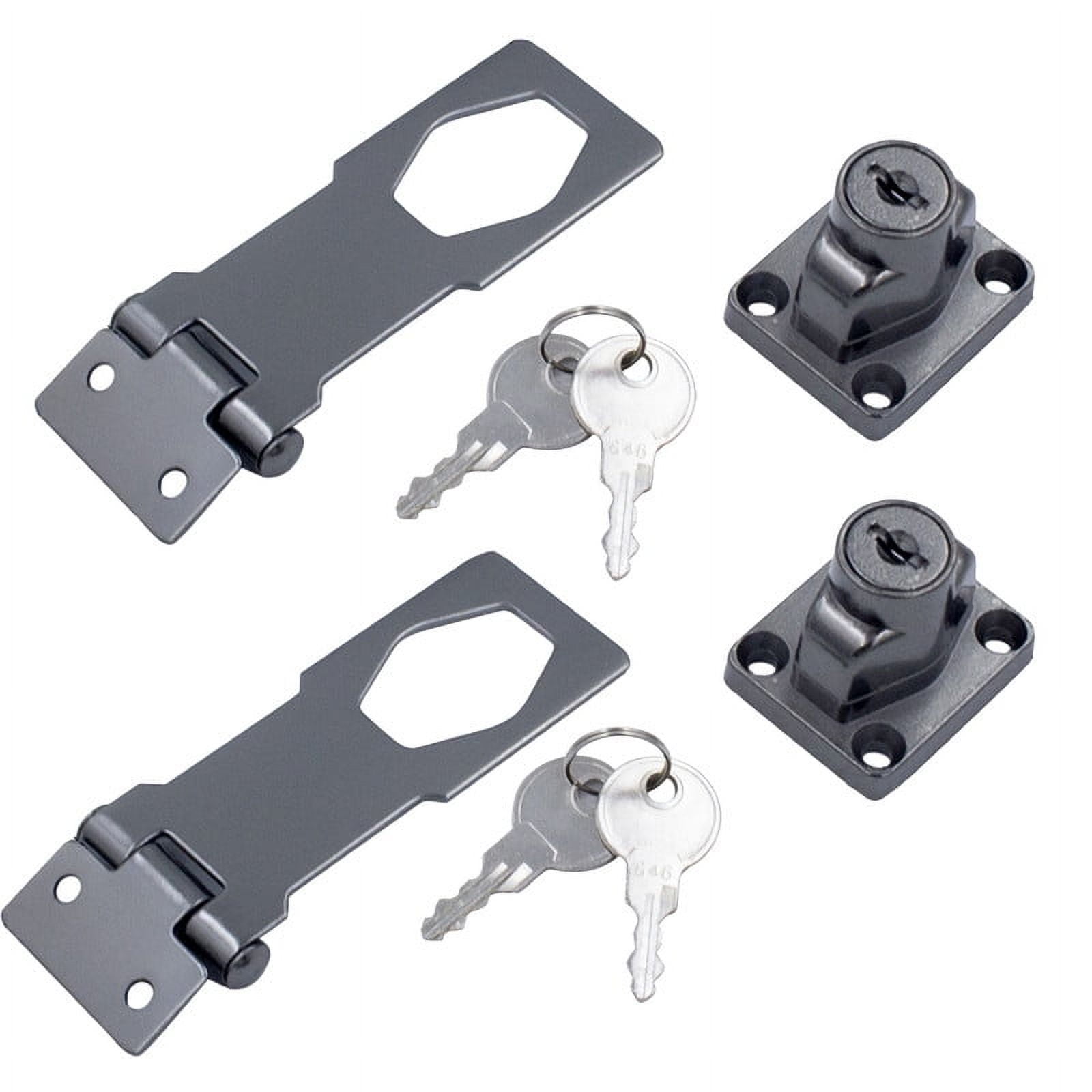 Ziyofinn 2 Set Keyed Locking Hasp Padlock for Locking Garage Shed Black ...