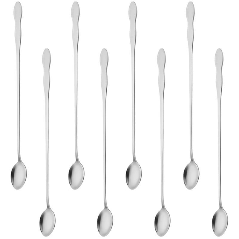Ziyofinn 8 Pack Long Handle Stainless Steel Iced Tea Spoon, Ergonomic ...