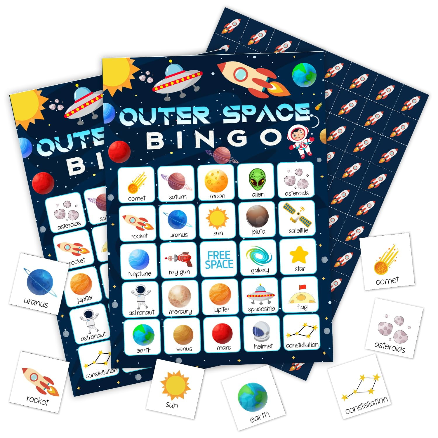 Ziyouza Outer Space Bingo STF9 - Birthday Bingo Games, Solar System ...