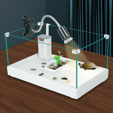 Turtle Tank Aquarium, Reptile Terrarium with Basking Platform, Suitable ...