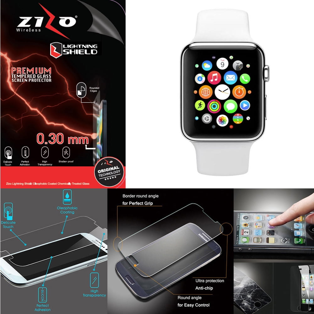 Zizo Tempered Glass Screen Protector for Apple Watch 42mm [Anti-Scratch ...