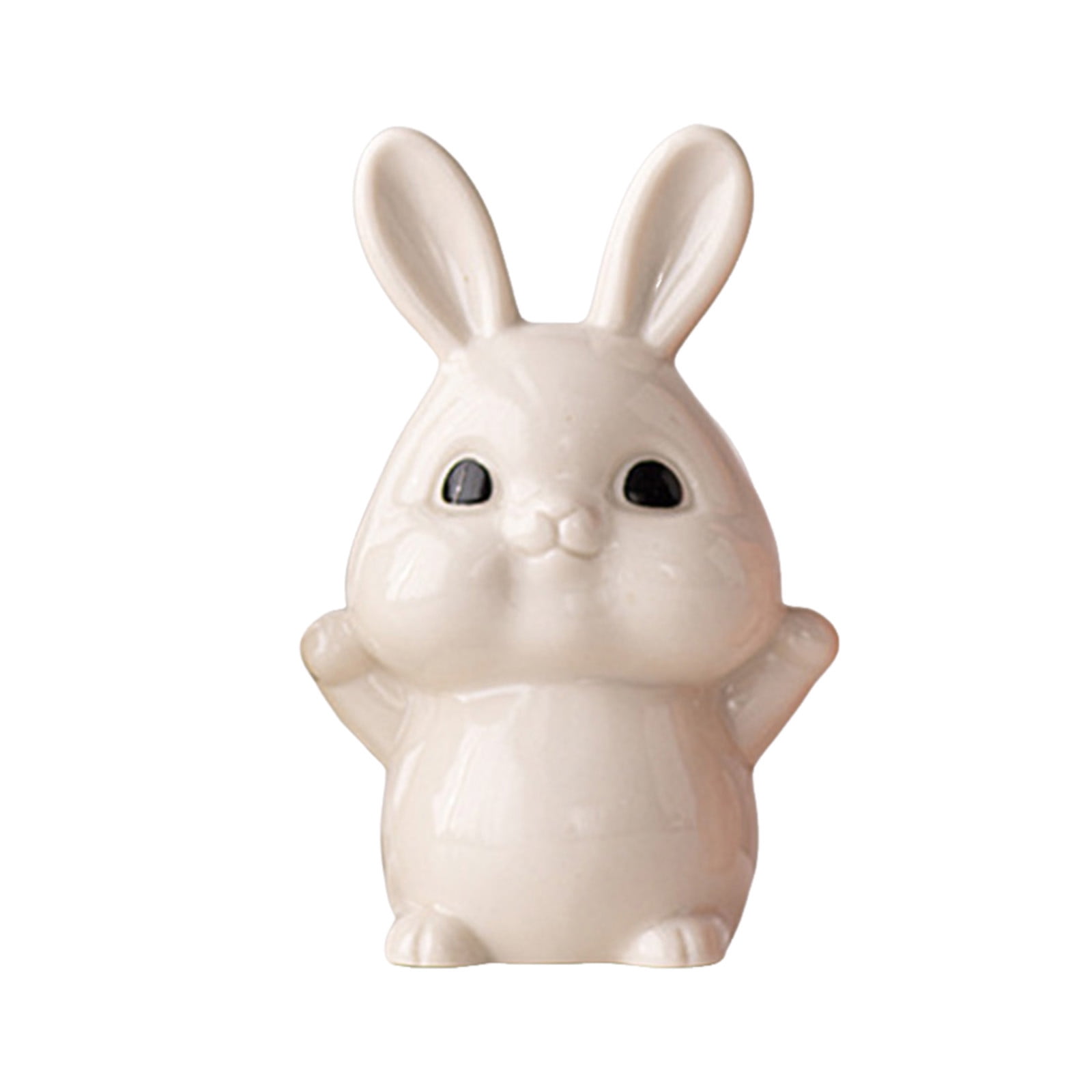Zizocwa Cute Ceramic Rabbit Figurine Easter Decoration Lifelike Cartoon ...