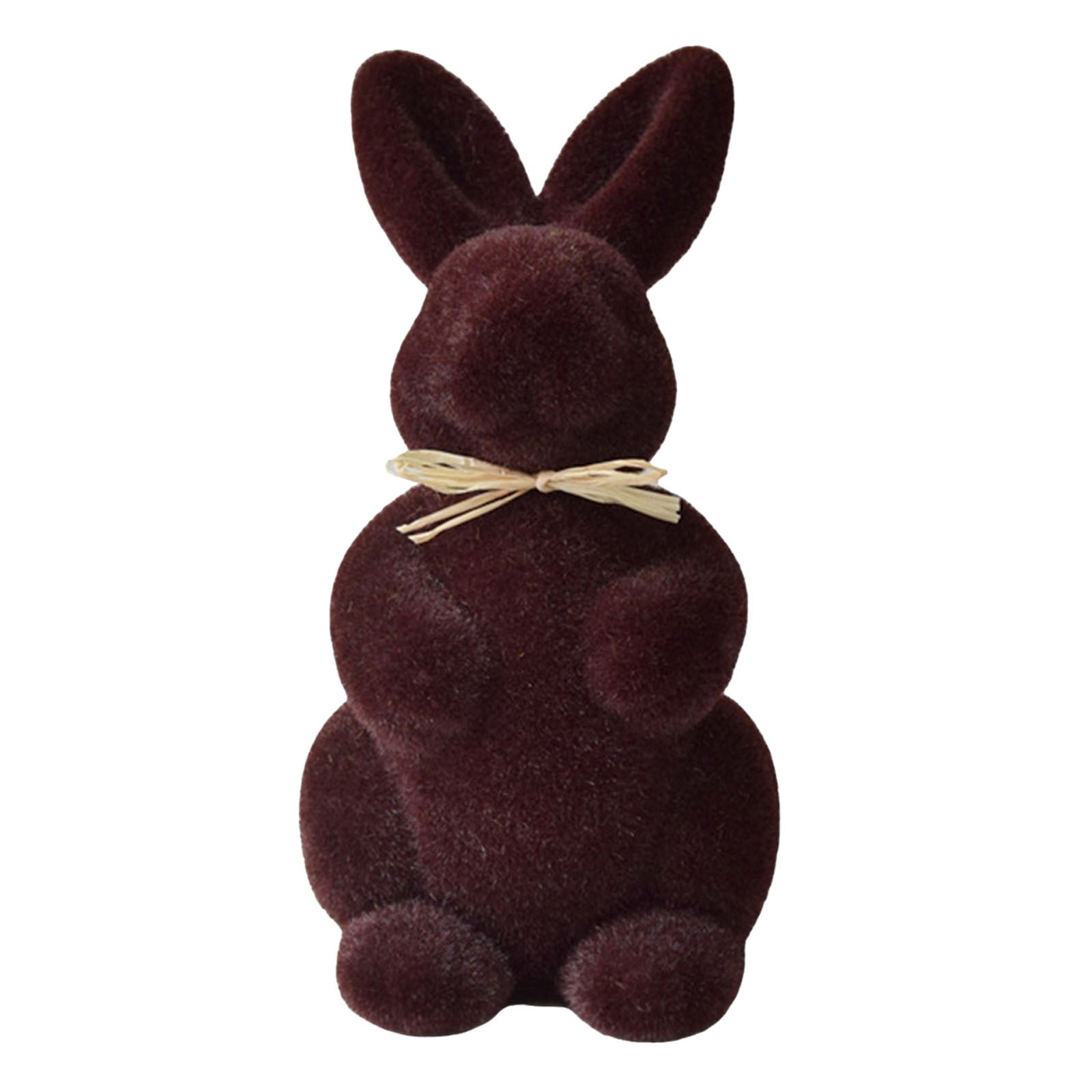 Zizocwa Spring Orange Flocked Bunny Sculptures Easter Decoration Cute ...