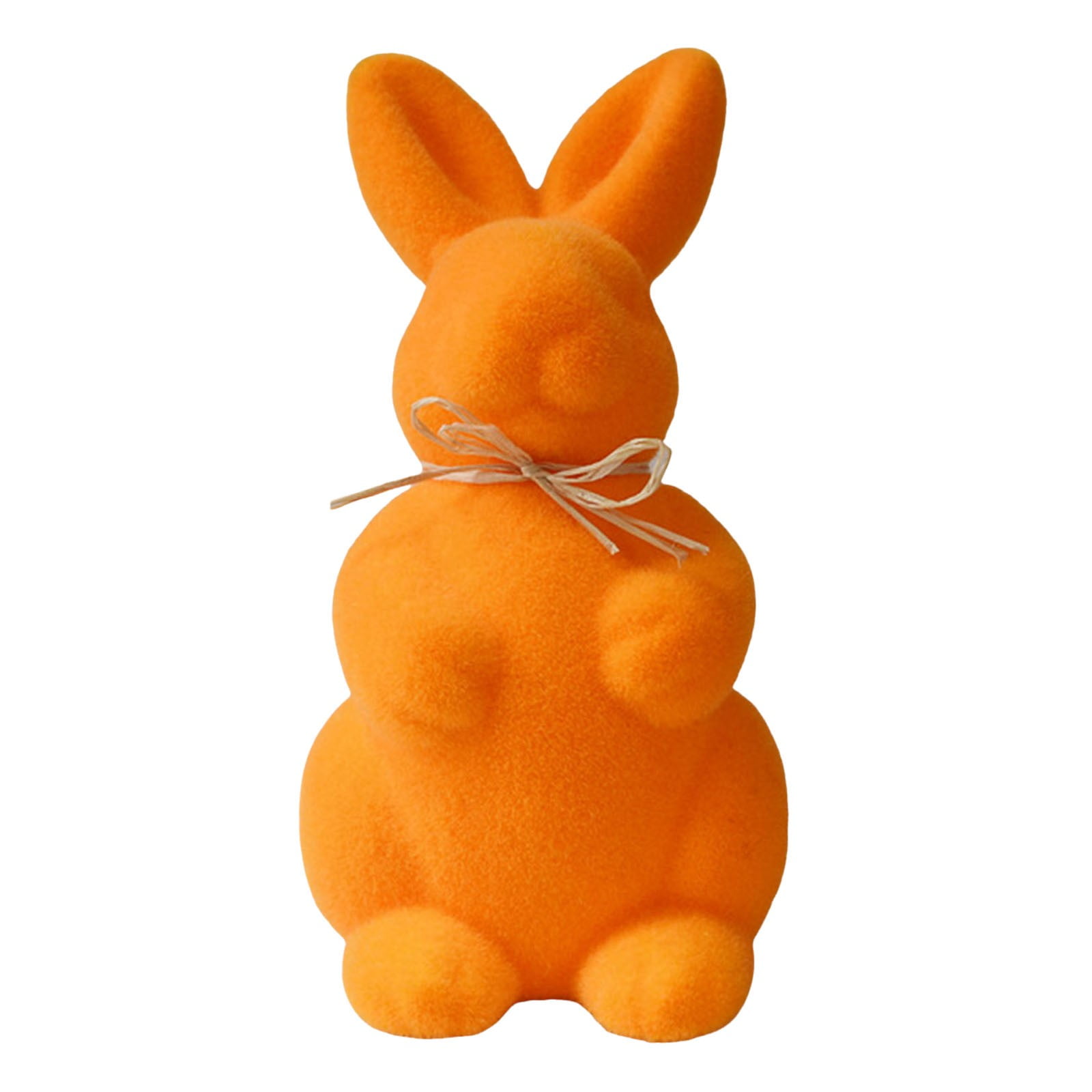 Zizocwa Spring Orange Flocked Bunny Sculptures Easter Decoration Cute ...