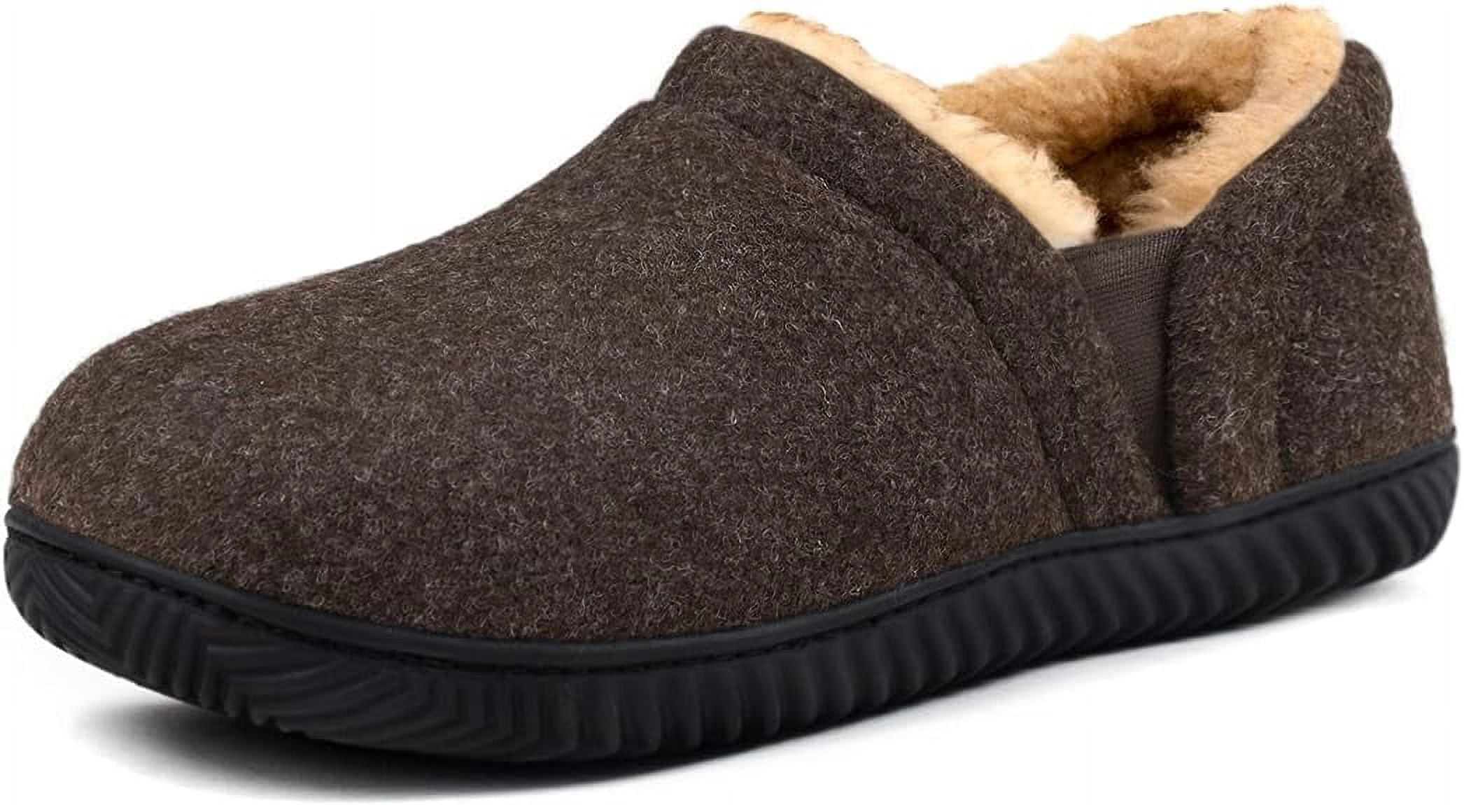 Zizor Men's Fuzzy Wool Fleece Elastic Side Bootie Slipper with Memory ...