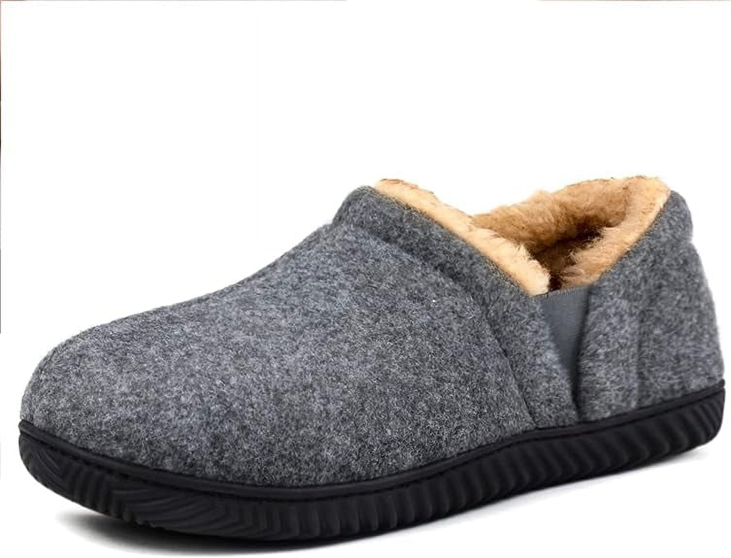 Zizor Men's Fuzzy Wool Fleece Elastic Side Bootie Slipper with Memory ...