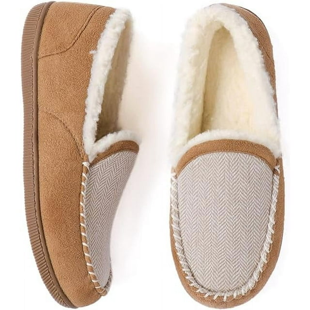 Zizor Women's Cozy Moccasin Slippers with Faux Fur, Non-Slip Memory Foam House Shoes - Walmart.com
