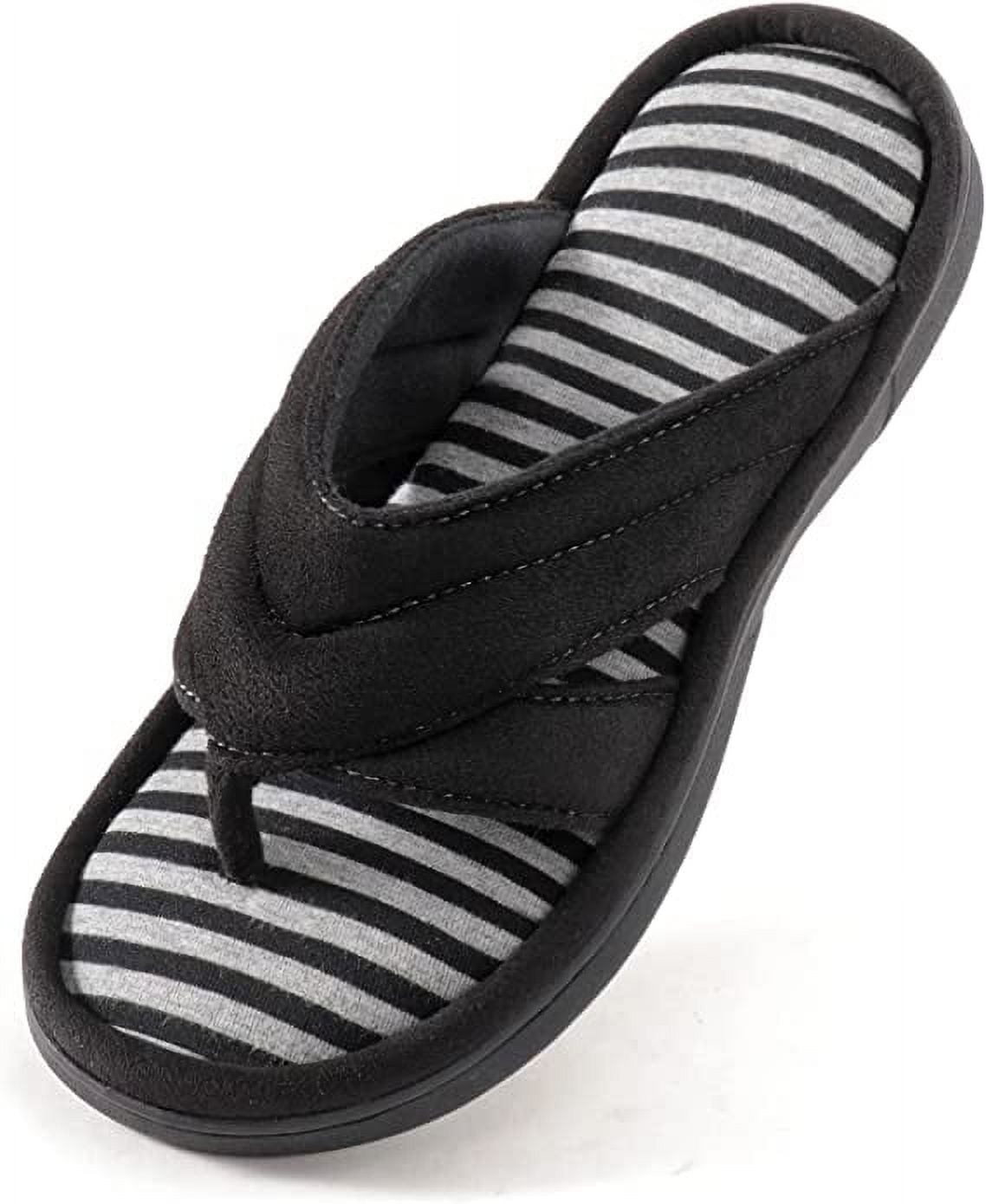 Zizor Women's Stripe Flip Flop Slippers with Memory Foam, Summer Spa ...