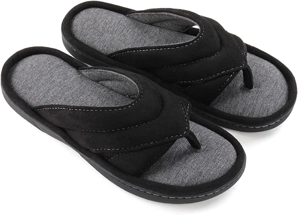 Zizor Women's Stripe Flip Flop Slipper with Memory Foam, Summer Spa ...