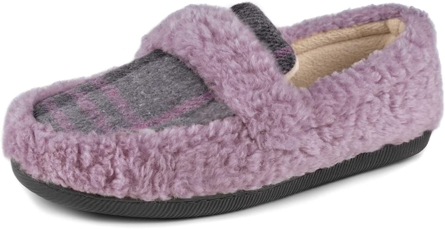Zizor Women's Warm Fuzzy Plaid Slippers Cozy Slippers for Women ...