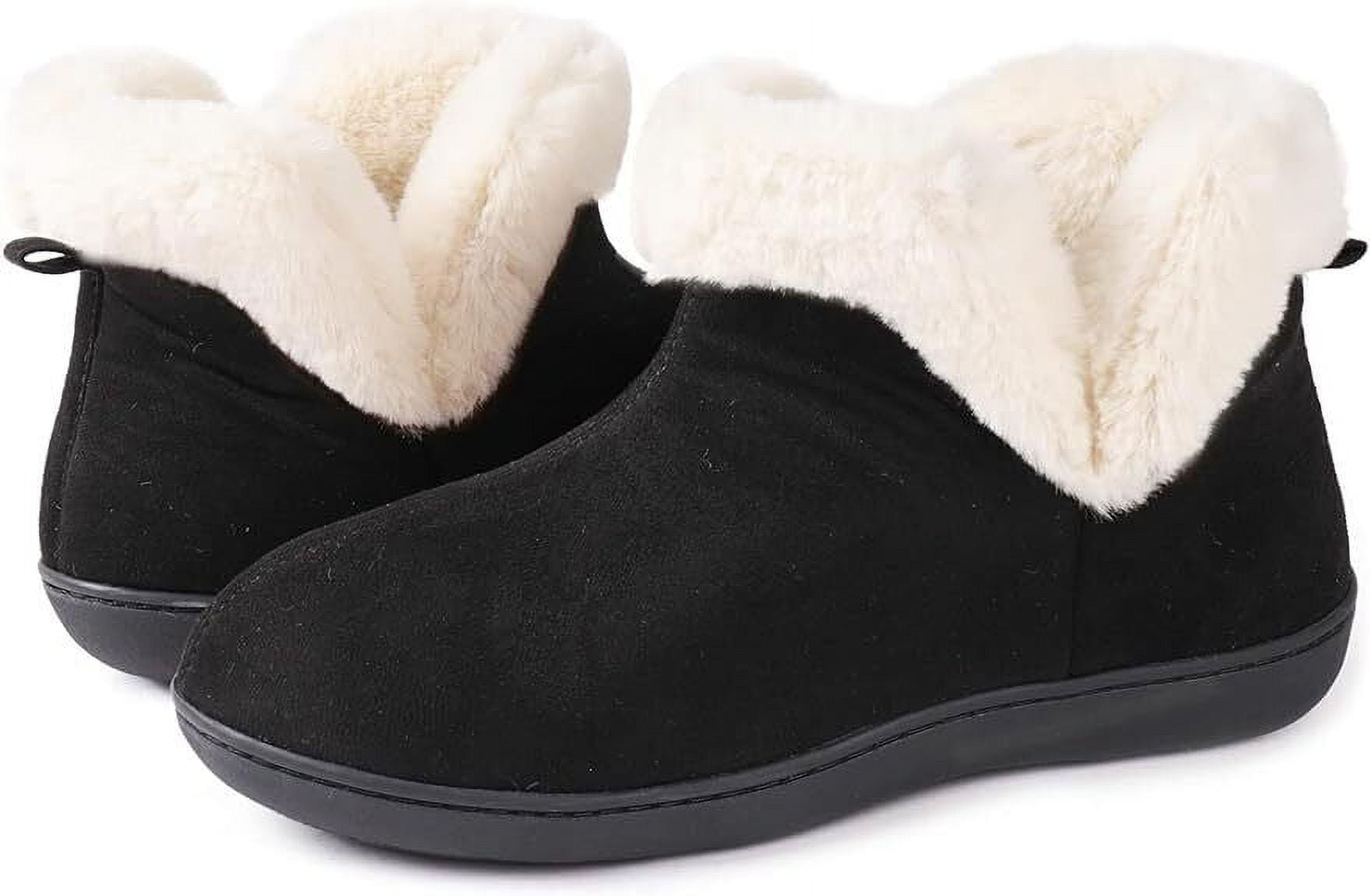 ZIZOR Womens Fuzzy Bootie Slippers, Cozy Memory Foam House Shoes ...