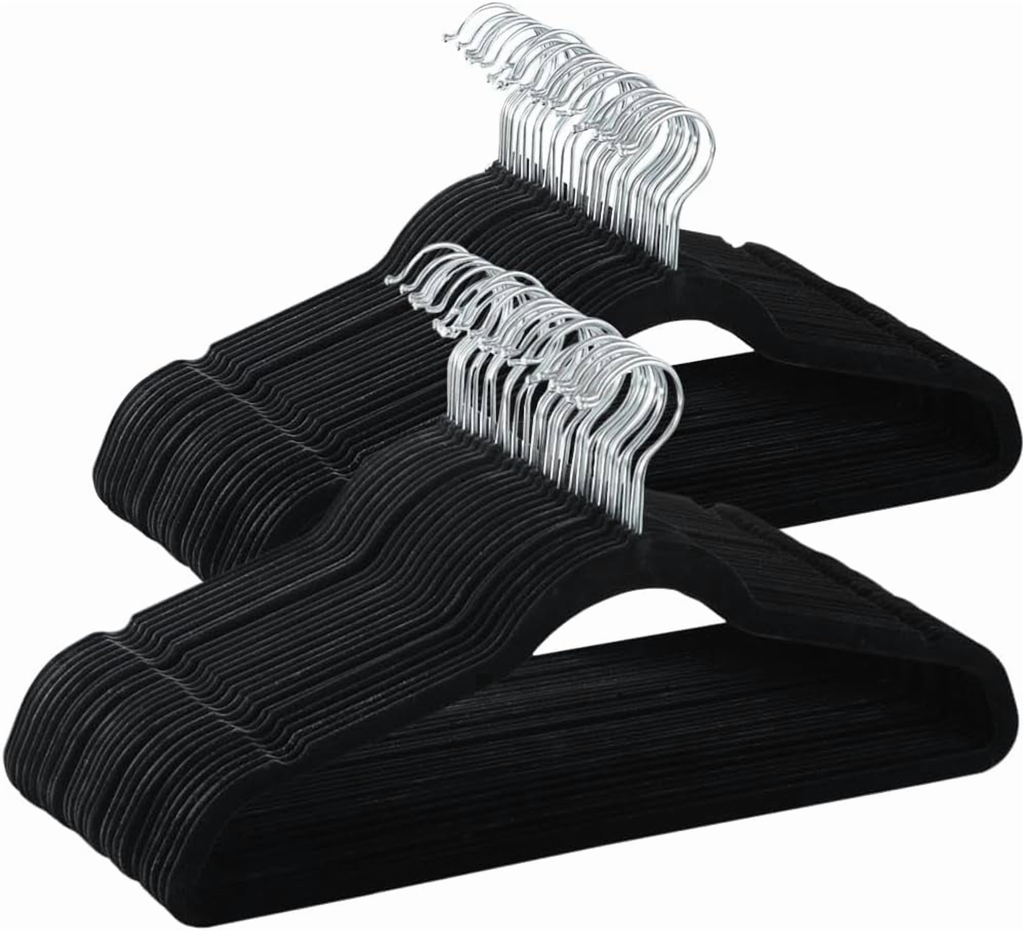 ZizzZest 100 Pack Non Slip Velvet Hangers Heavy Duty Flocked Coat Suit ...