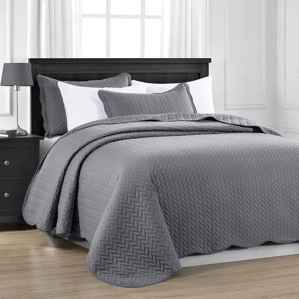 ZizzZest 25 Piece Embossed Quilted Bedspread Set Twin Queen King Size ...