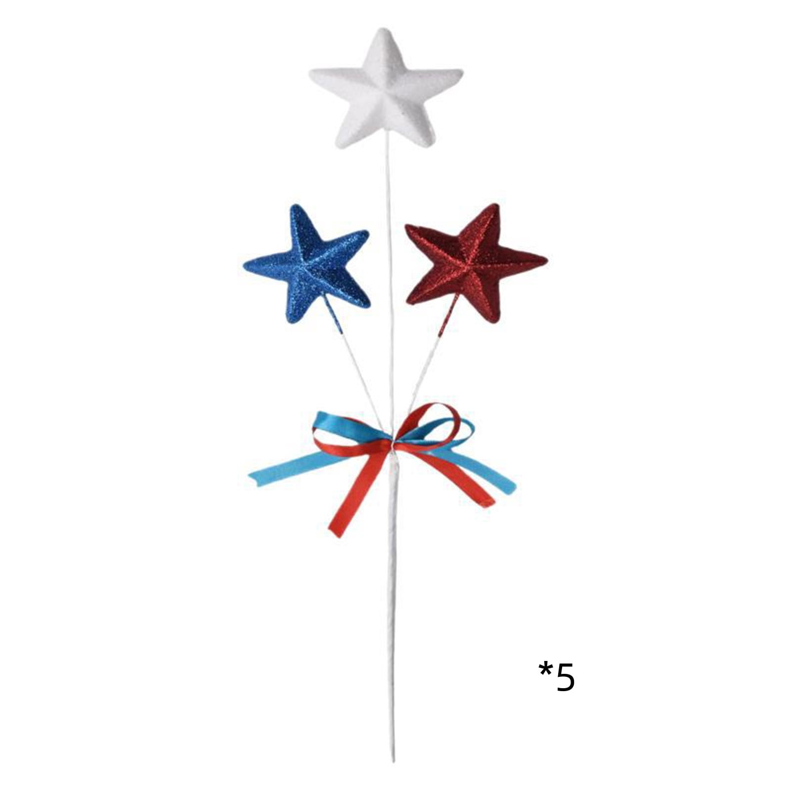 Zjdatm 5pcs 4 of July Patriotic Star Floral Picks Red White Blue ...
